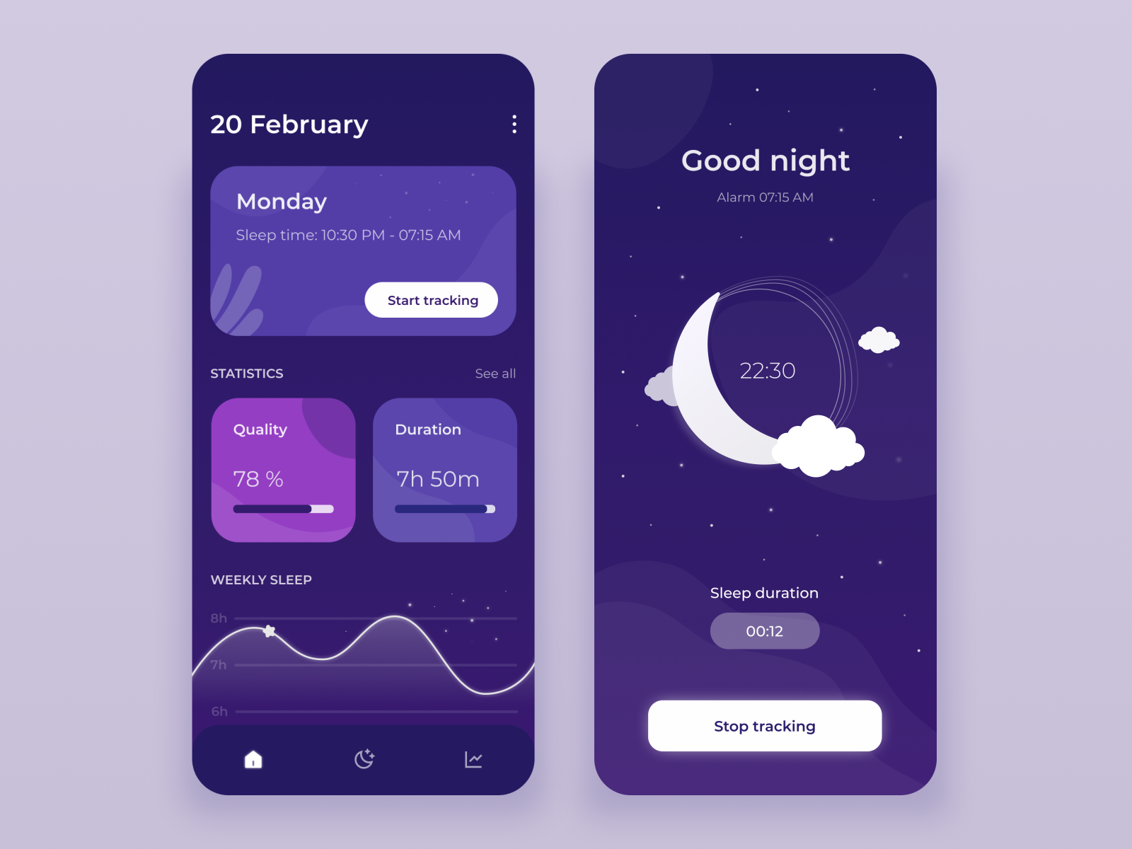 Sleep Tracker App by Sergey Bulanov on Dribbble