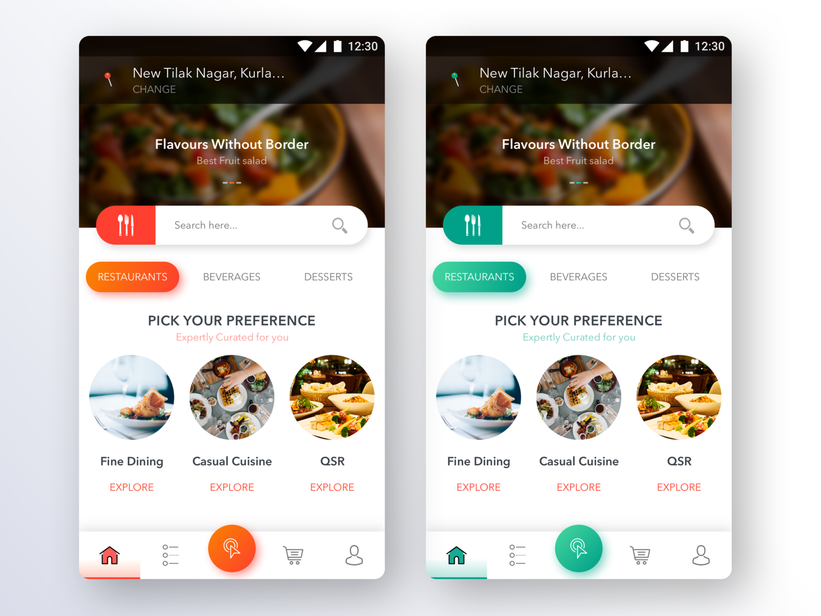 Restaurant Booking, Home page by Purnima Bhardwaj on Dribbble