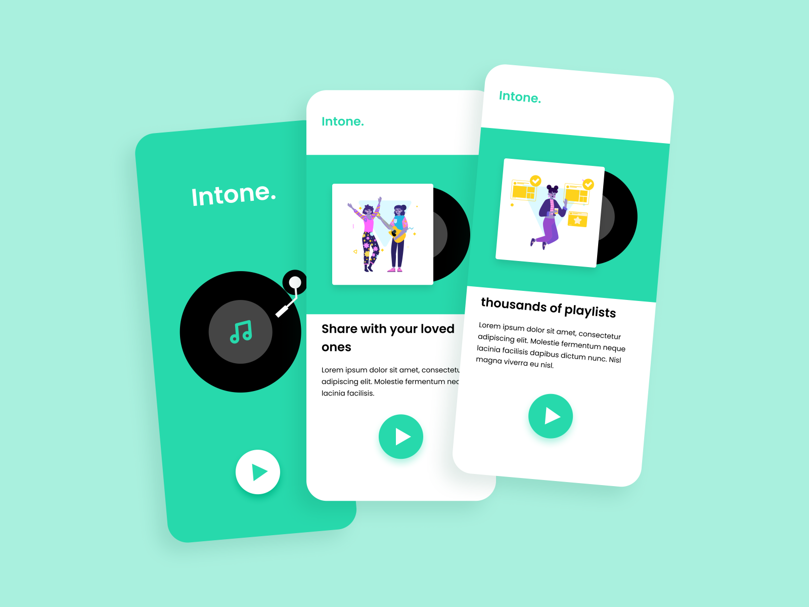 Intone - onboarding screens by Rehan Ankalgi on Dribbble