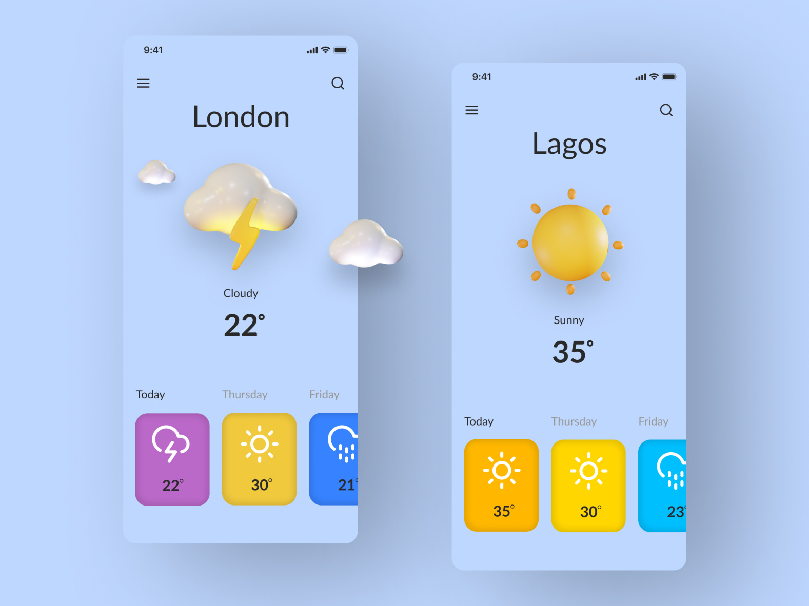 Weather forecast Interface by Asogwa Maxwell C Alexander on Dribbble
