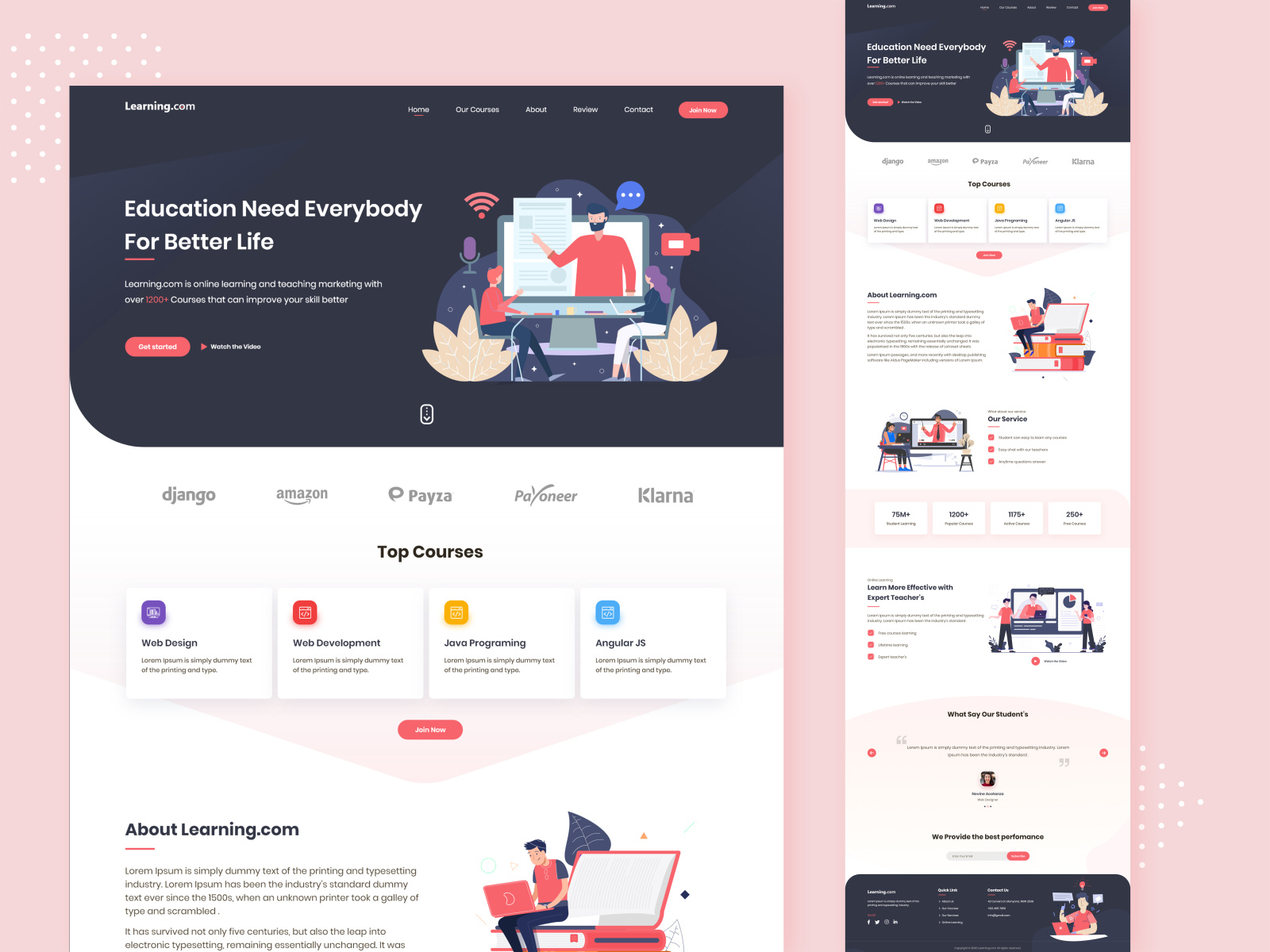 Online Learning Website Design by Ajendra Sutariya on Dribbble