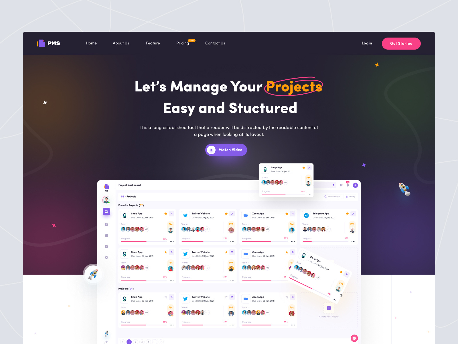 Project Management Landing Page by Ajendra Sutariya on Dribbble
