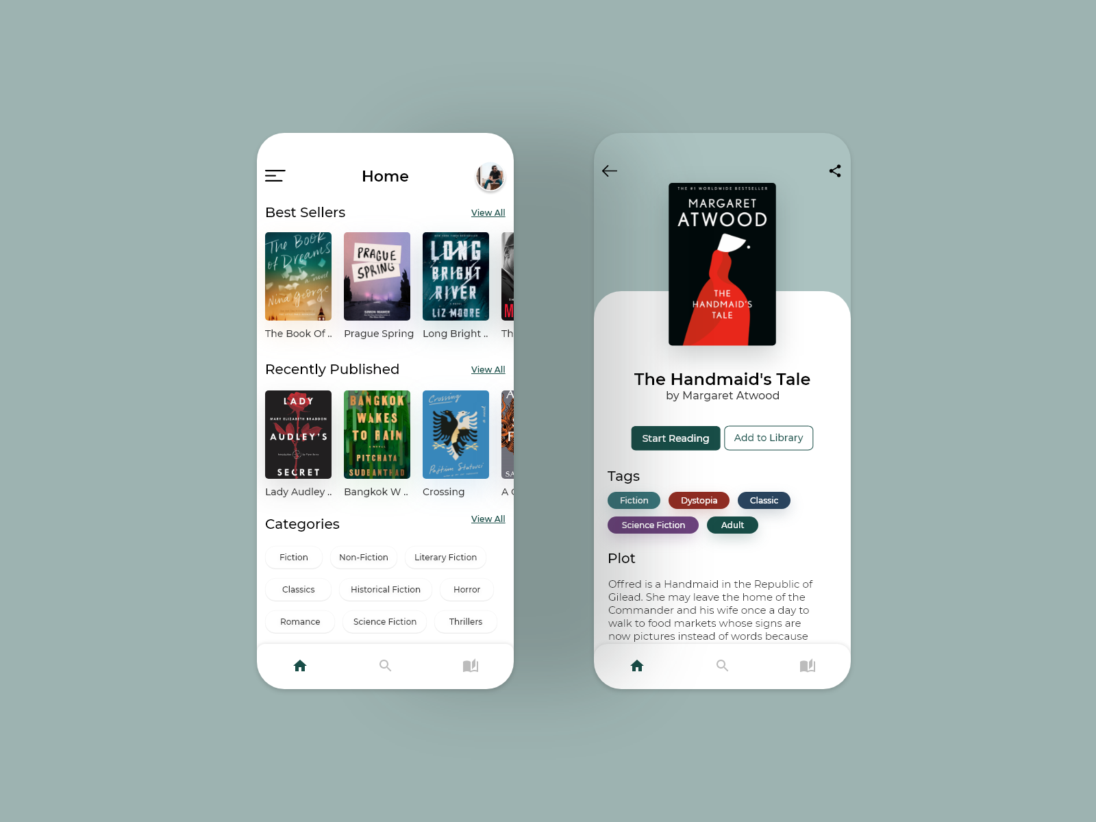 E-book reader app UI design by Muhammad Ali on Dribbble