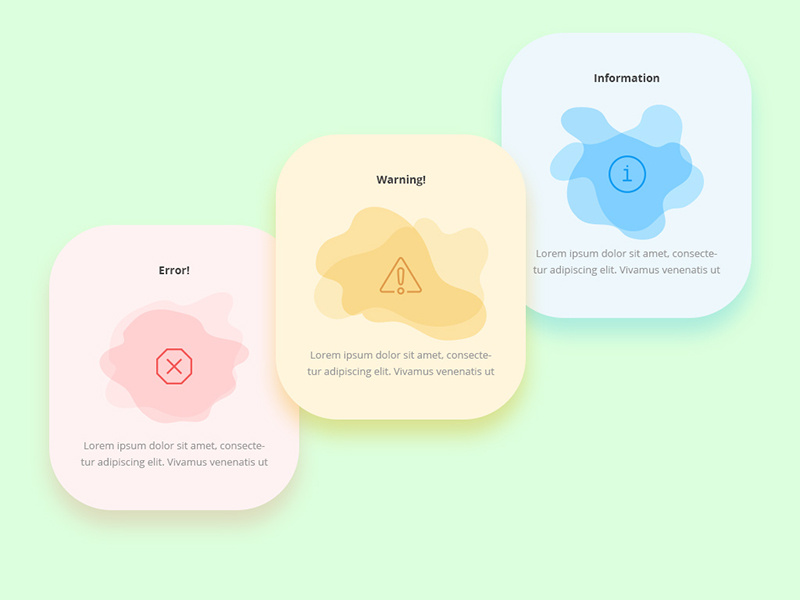 Error, Warning, Information Cards by Hannah Milan on Dribbble