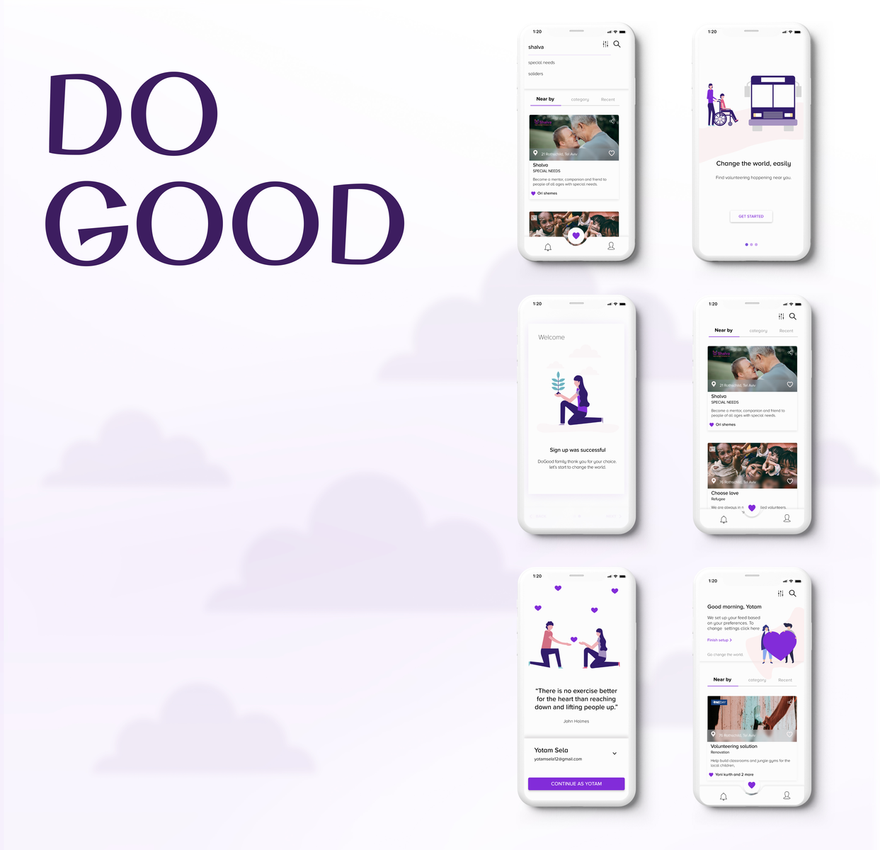 Do Good Volunteer app by Tal Halamish on Dribbble