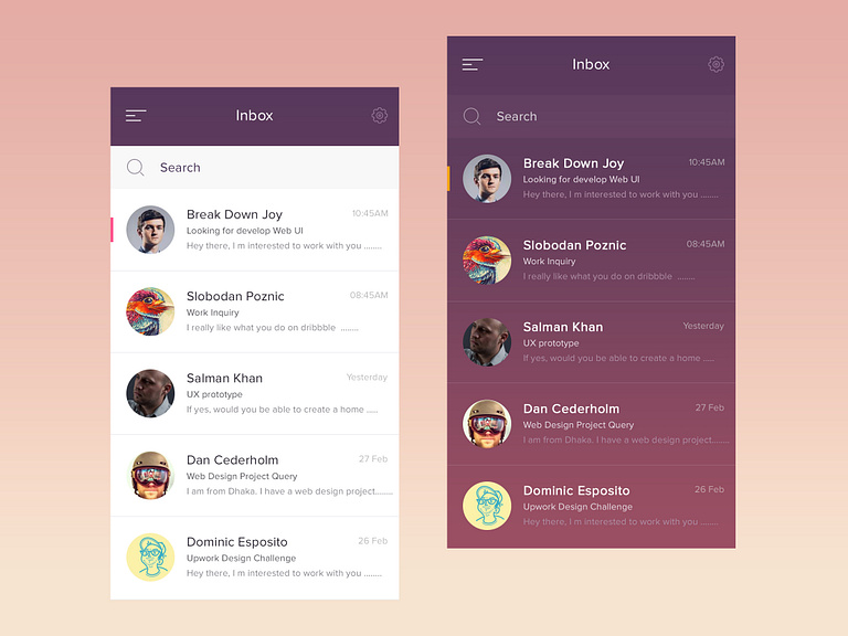 Inbox App by Masudur Rahman on Dribbble