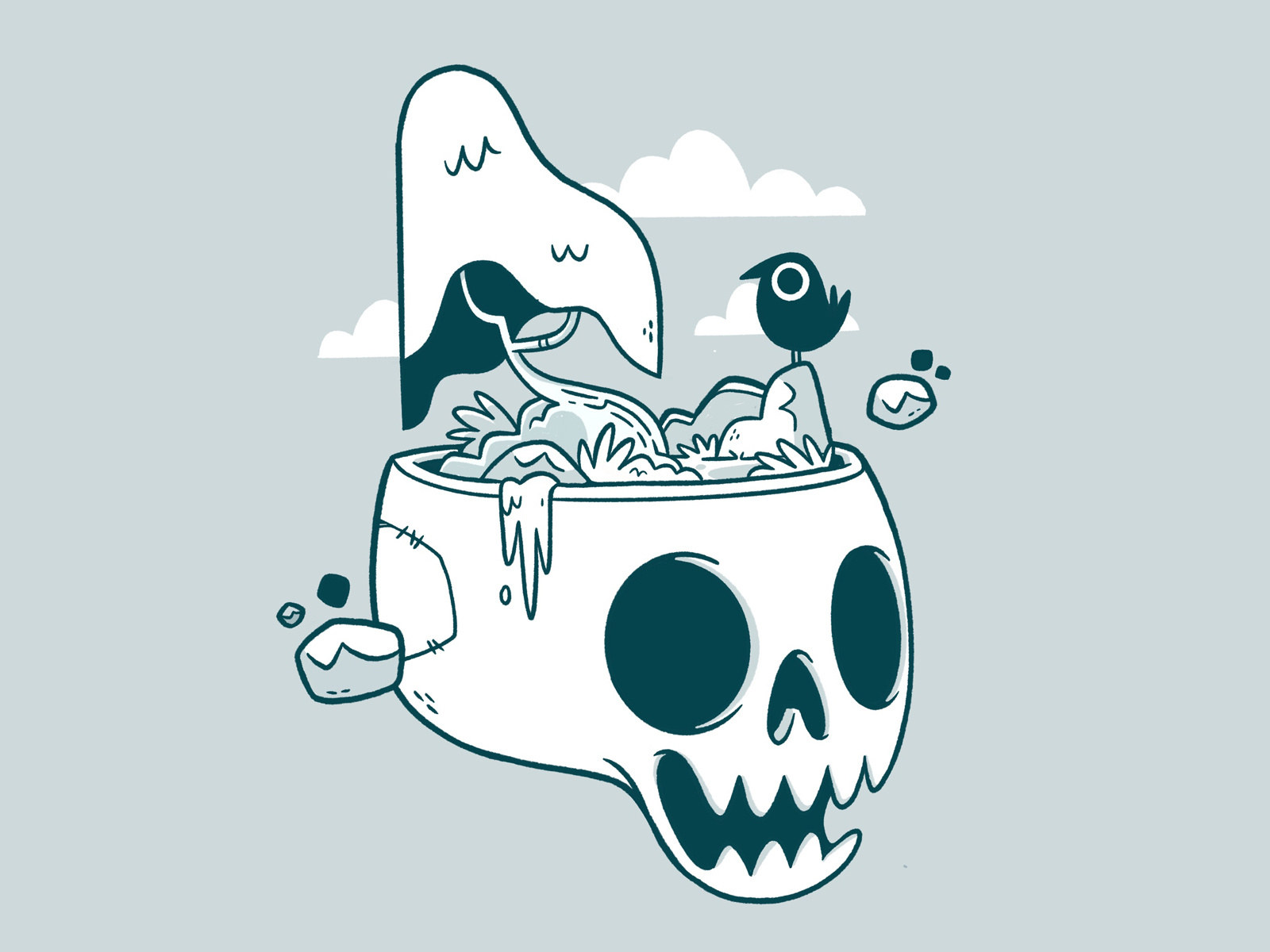 Skull Garden Ink and Shading by Jetpacks and Rollerskates on Dribbble