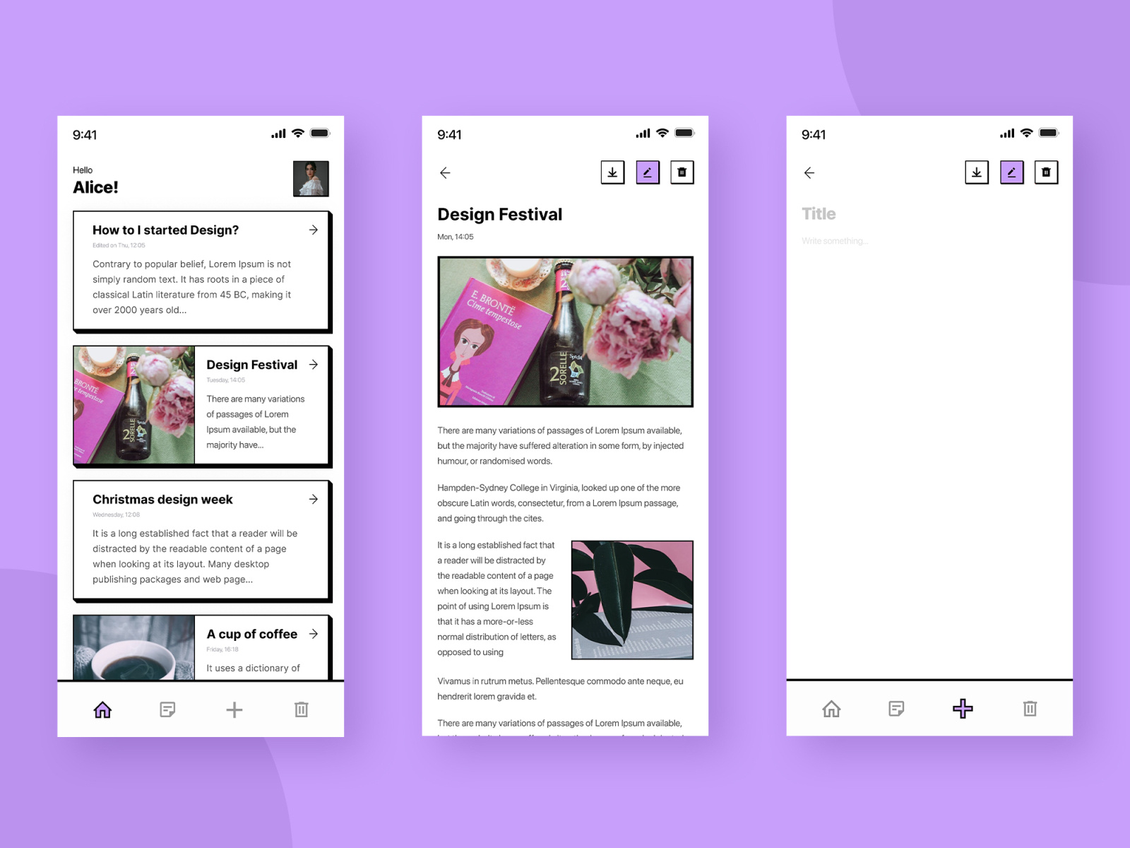 Neobrutalism note application design by Zulfiya Shikhaliyeva on Dribbble
