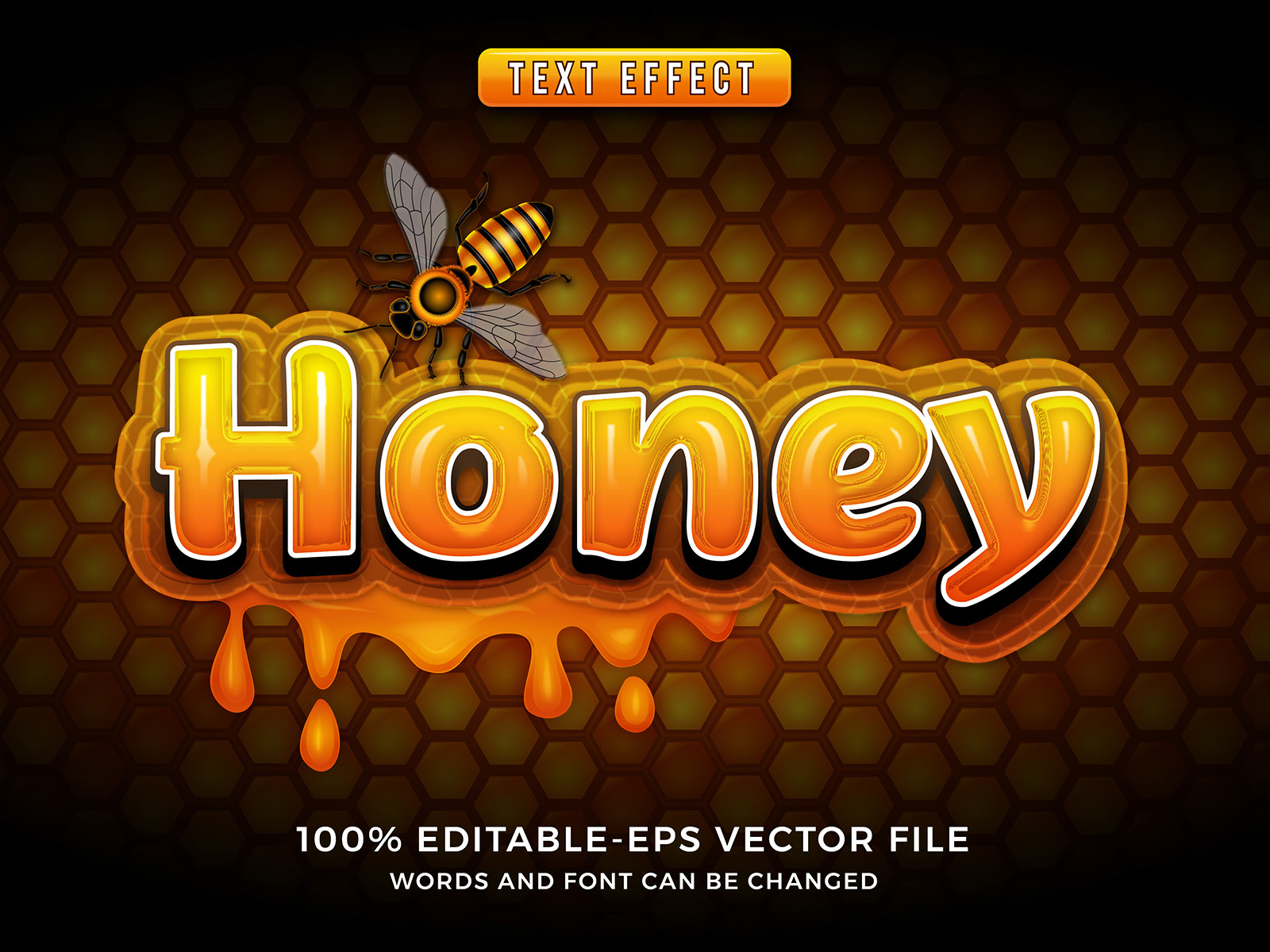 Honey Text Effect with Bee illustration by ws tyan on Dribbble Honey Text Effect with Bee illustration by ws tyan on Dribbble