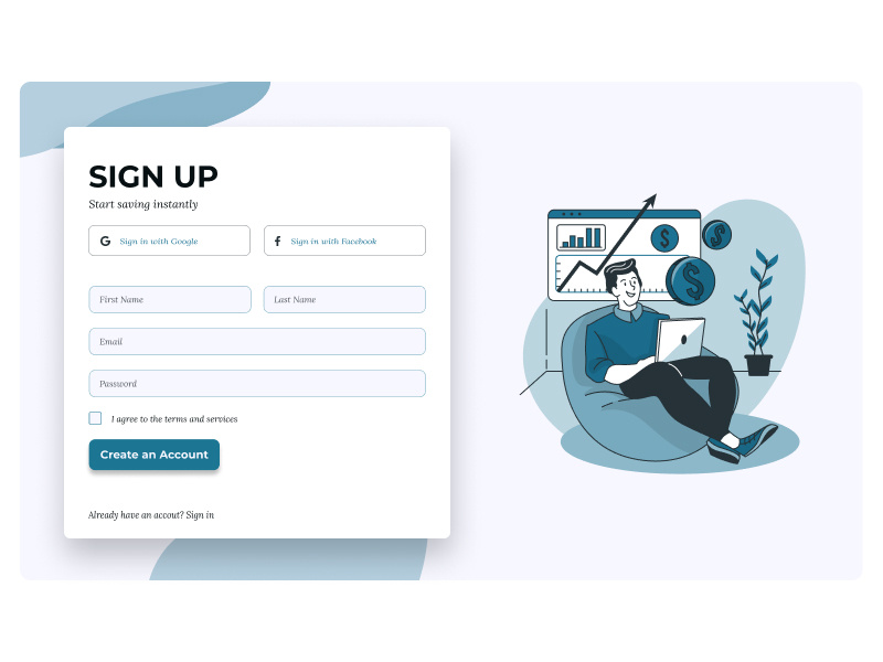 Sign up page by Hubert Daniell on Dribbble