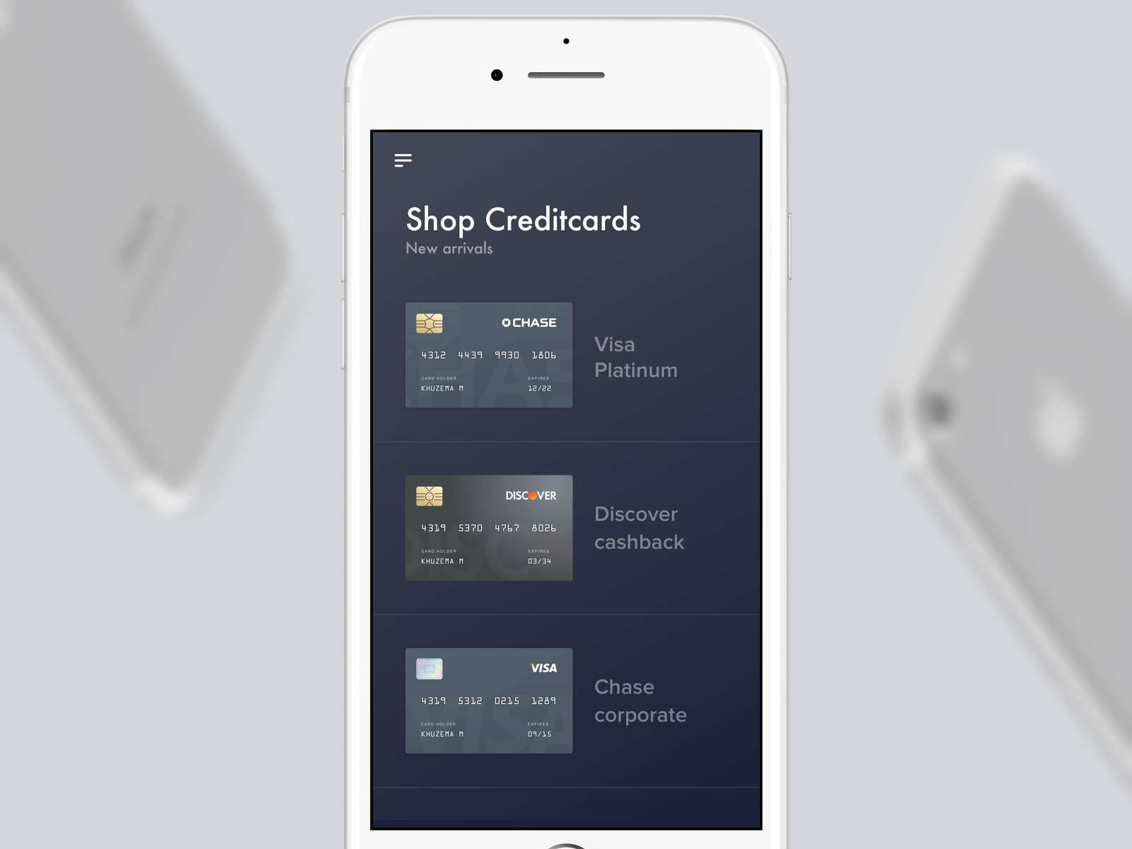 Mobile Banking - Cards List by Khuzema on Dribbble