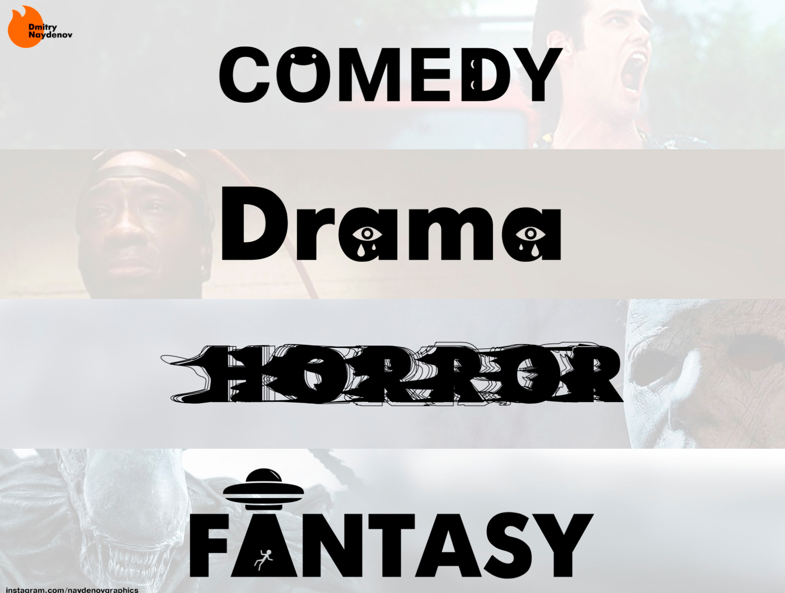 Movie genres logos. by Dmitry Naydenov on Dribbble