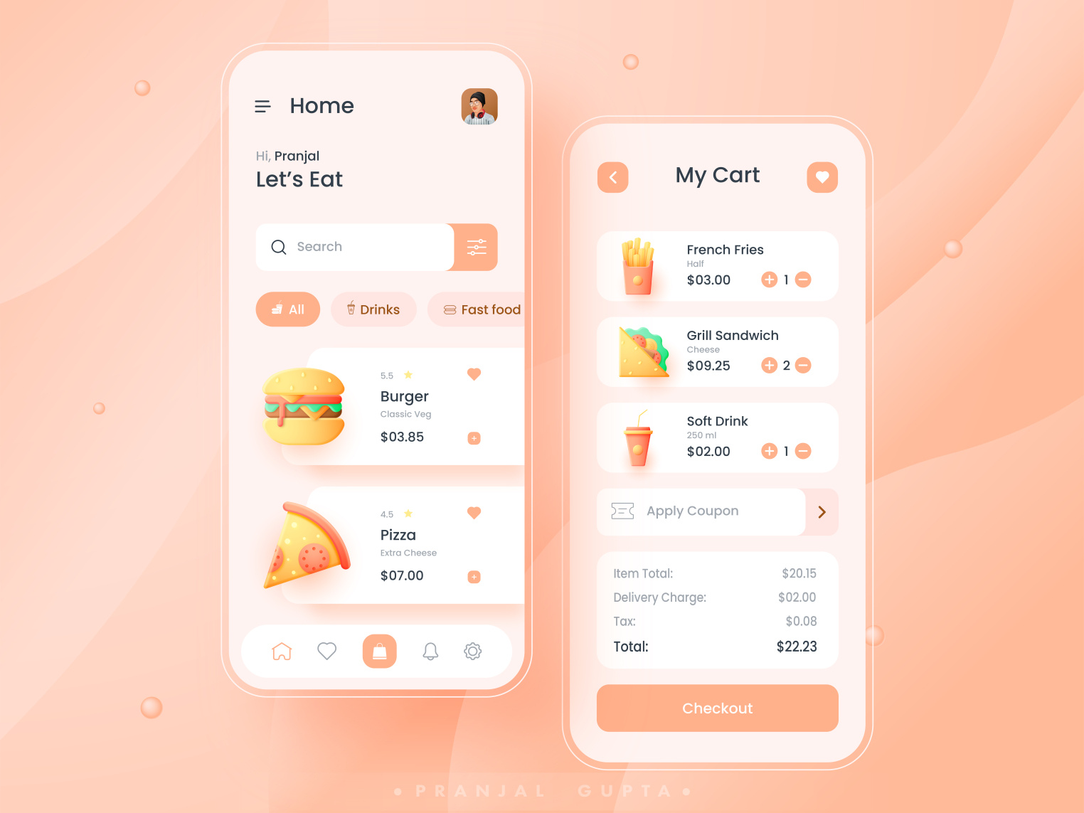 Food UI by Pranjal Gupta on Dribbble