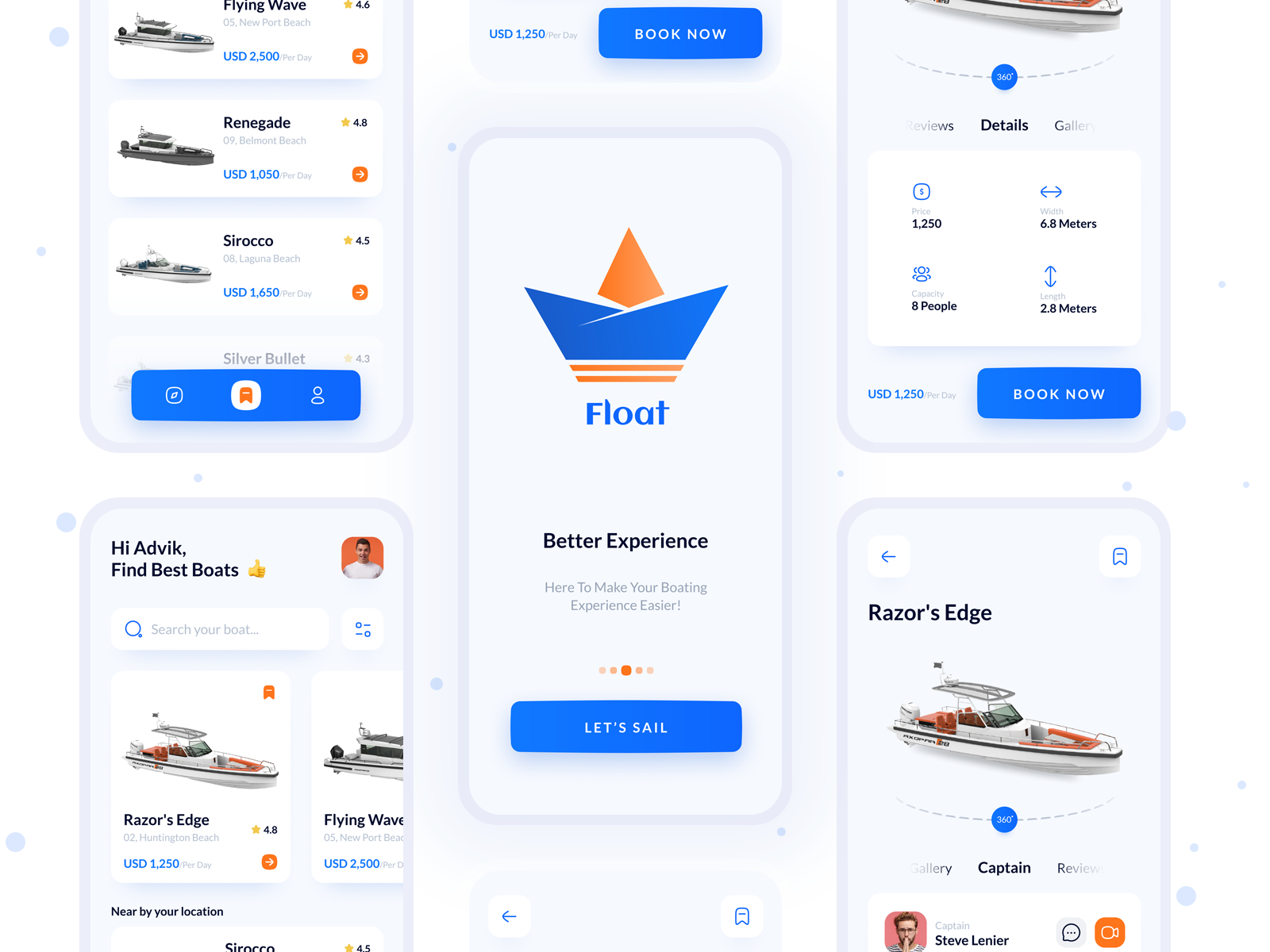 Float - Boat Booking & Rental App by Jay for F22 Labs on Dribbble