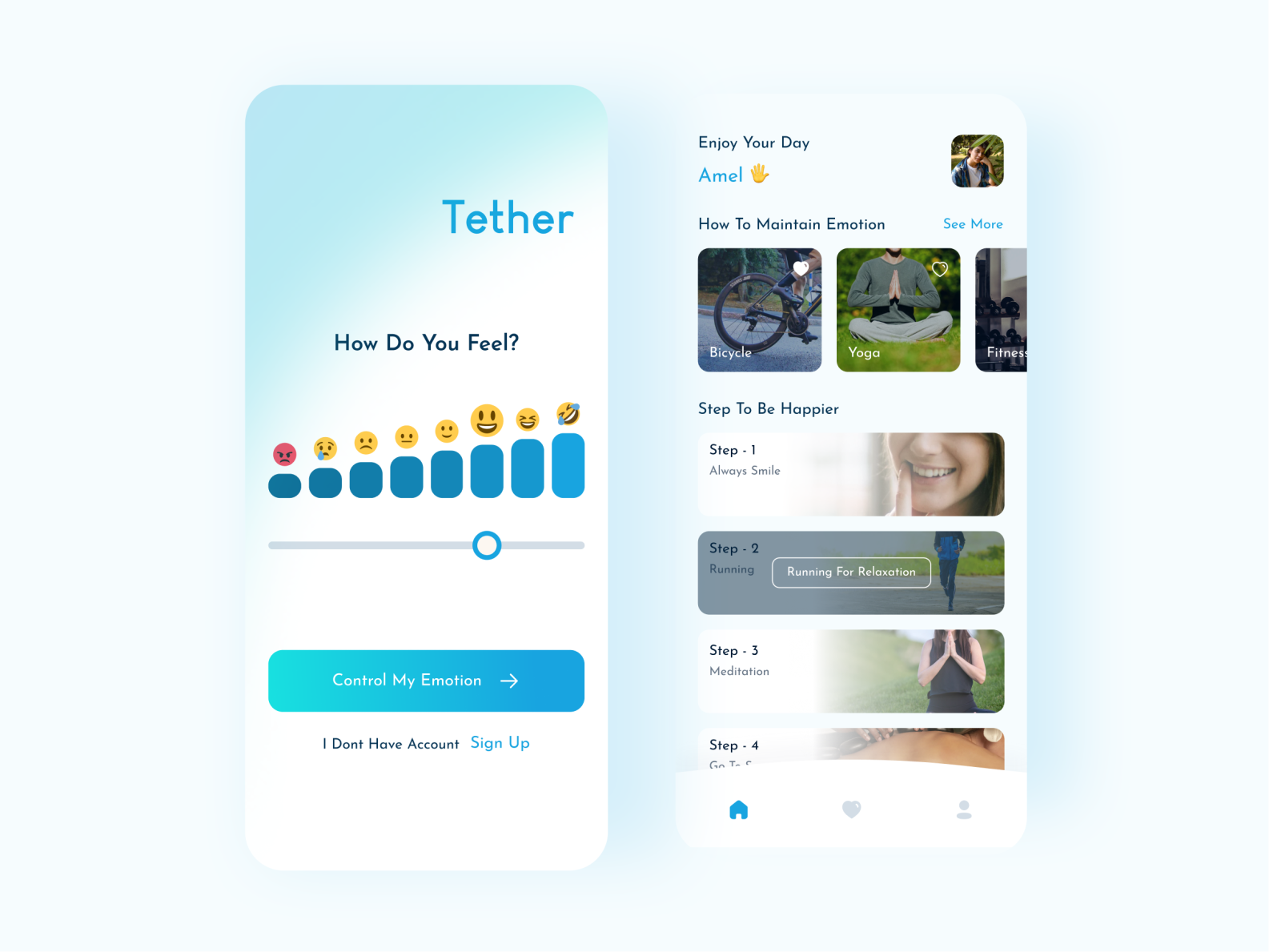 Tether Mental Control - Mobile App by Rahadian Maulana on Dribbble