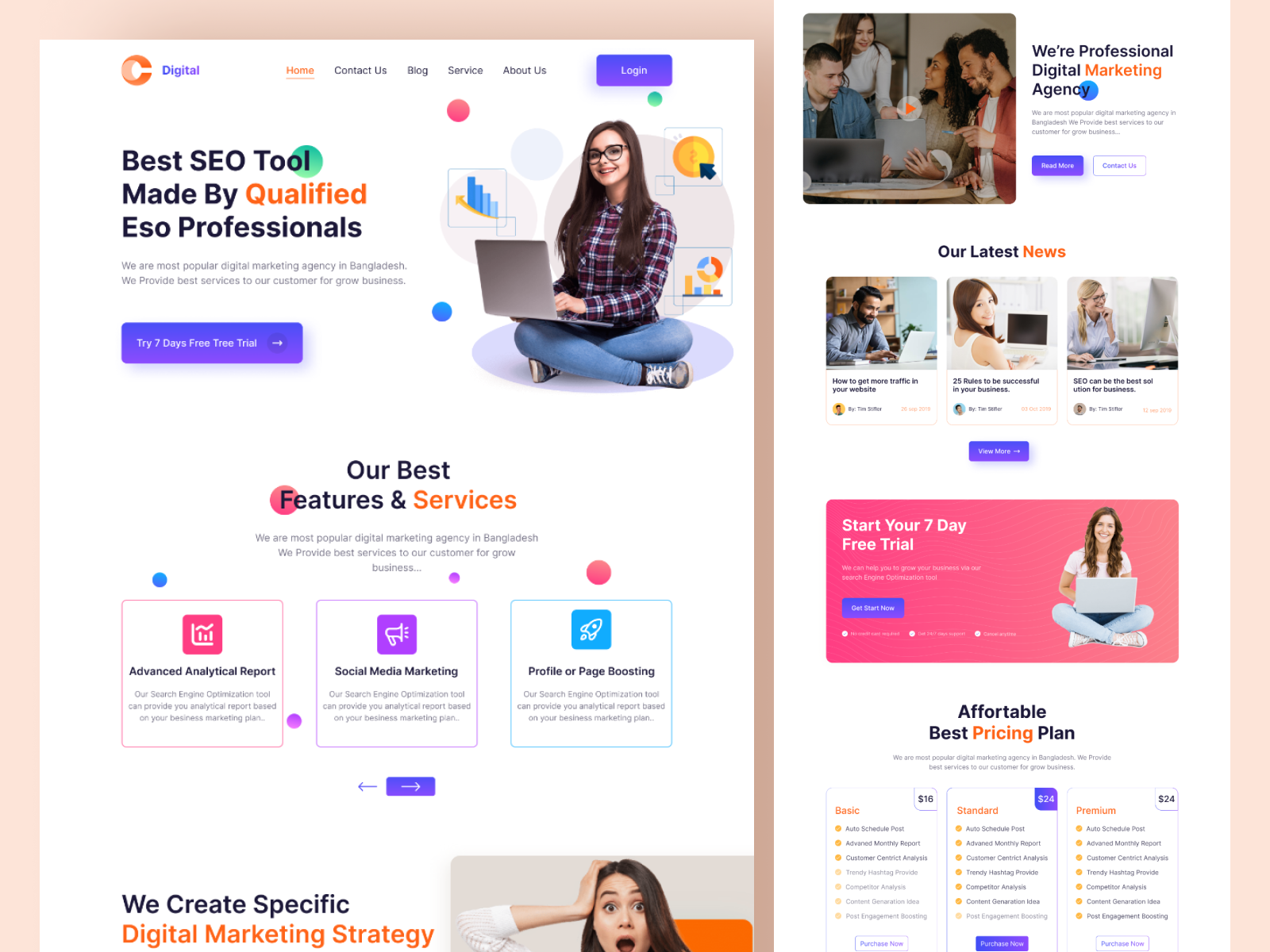Digital Agency Landing Page Design by Shaharia Hossen on Dribbble