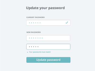 Packback password update screen by Jessica Tenuta on Dribbble