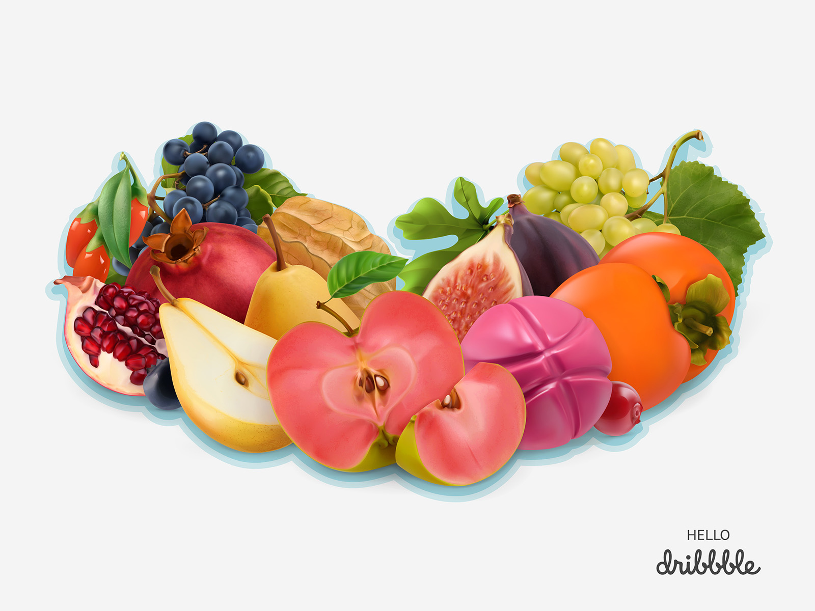 Hello Dribbble! My vector fruits for you by Nataliia on Dribbble