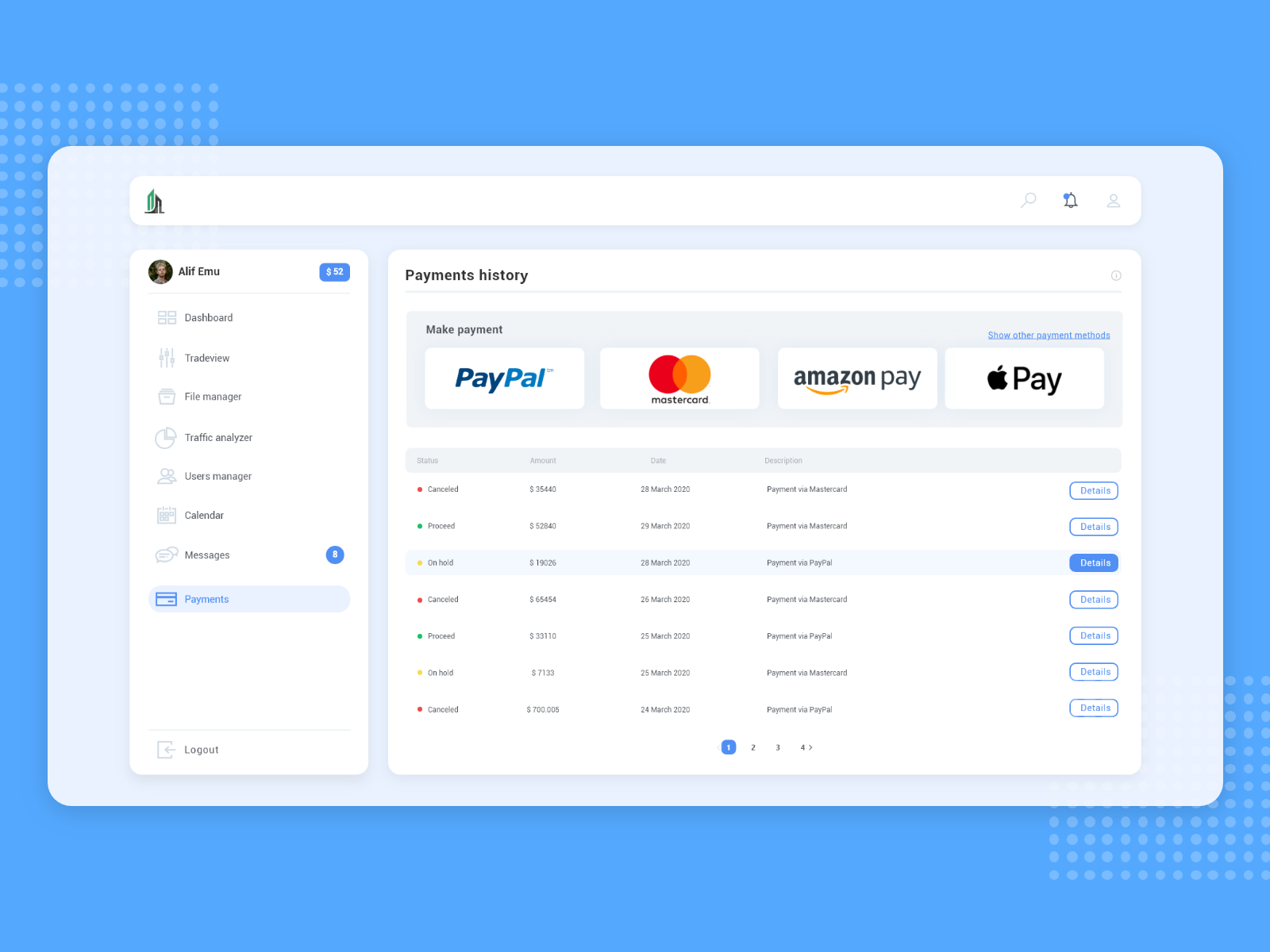 Payment history ui design concepts by Alif Emu on Dribbble Payment history ui design concepts by Alif Emu on Dribbble