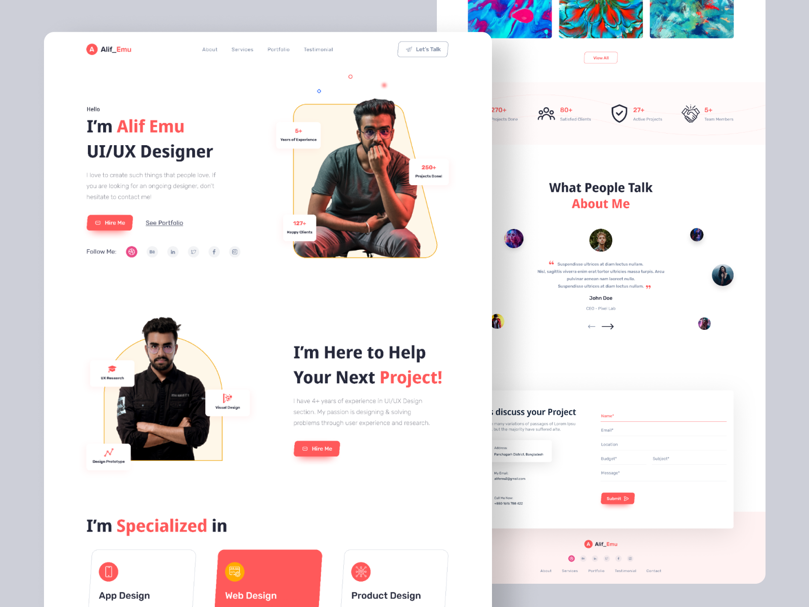 Portfolio Landing Page by Alif Emu on Dribbble