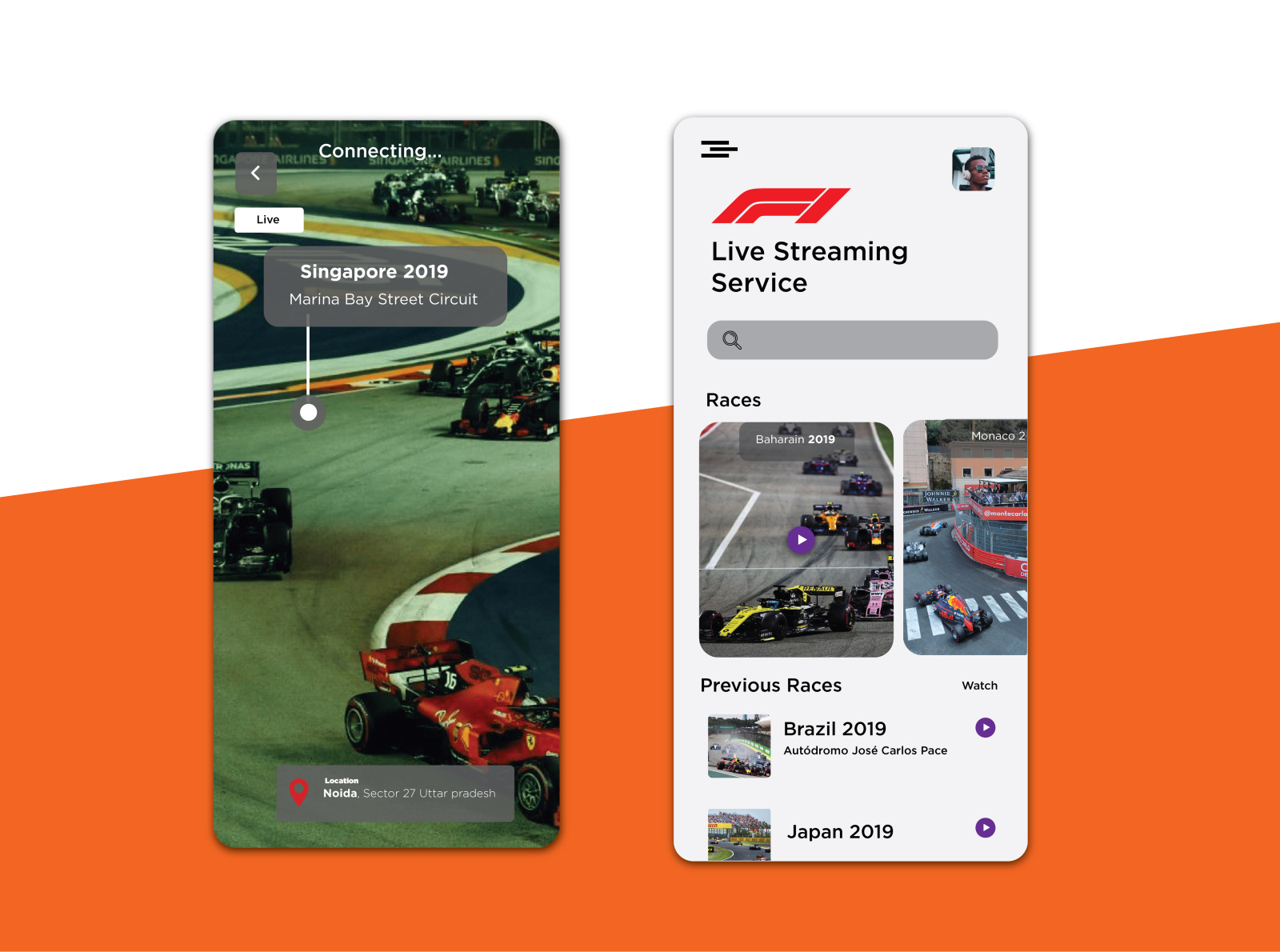 Formula 1 live streaming concept UI by Aditya Sharma on Dribbble