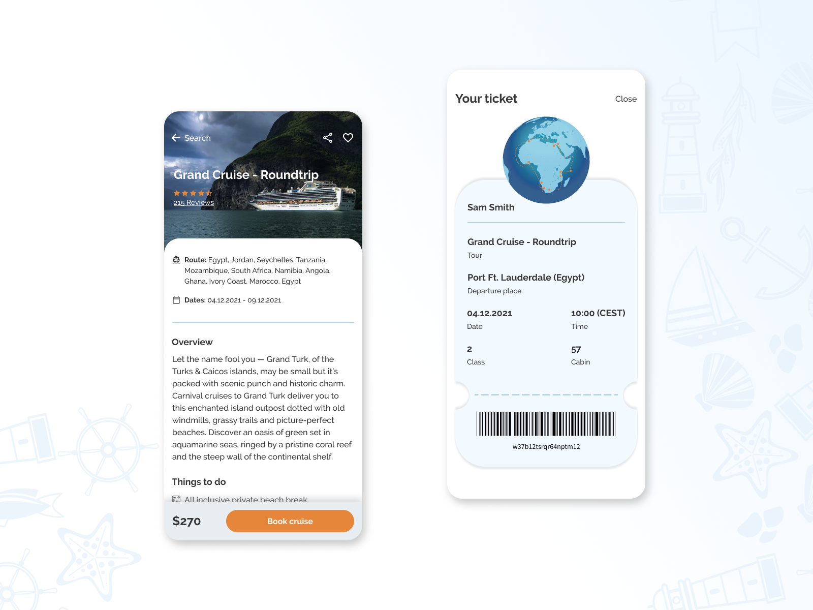 Ship cruise ticket by Hanna Stelmakh on Dribbble