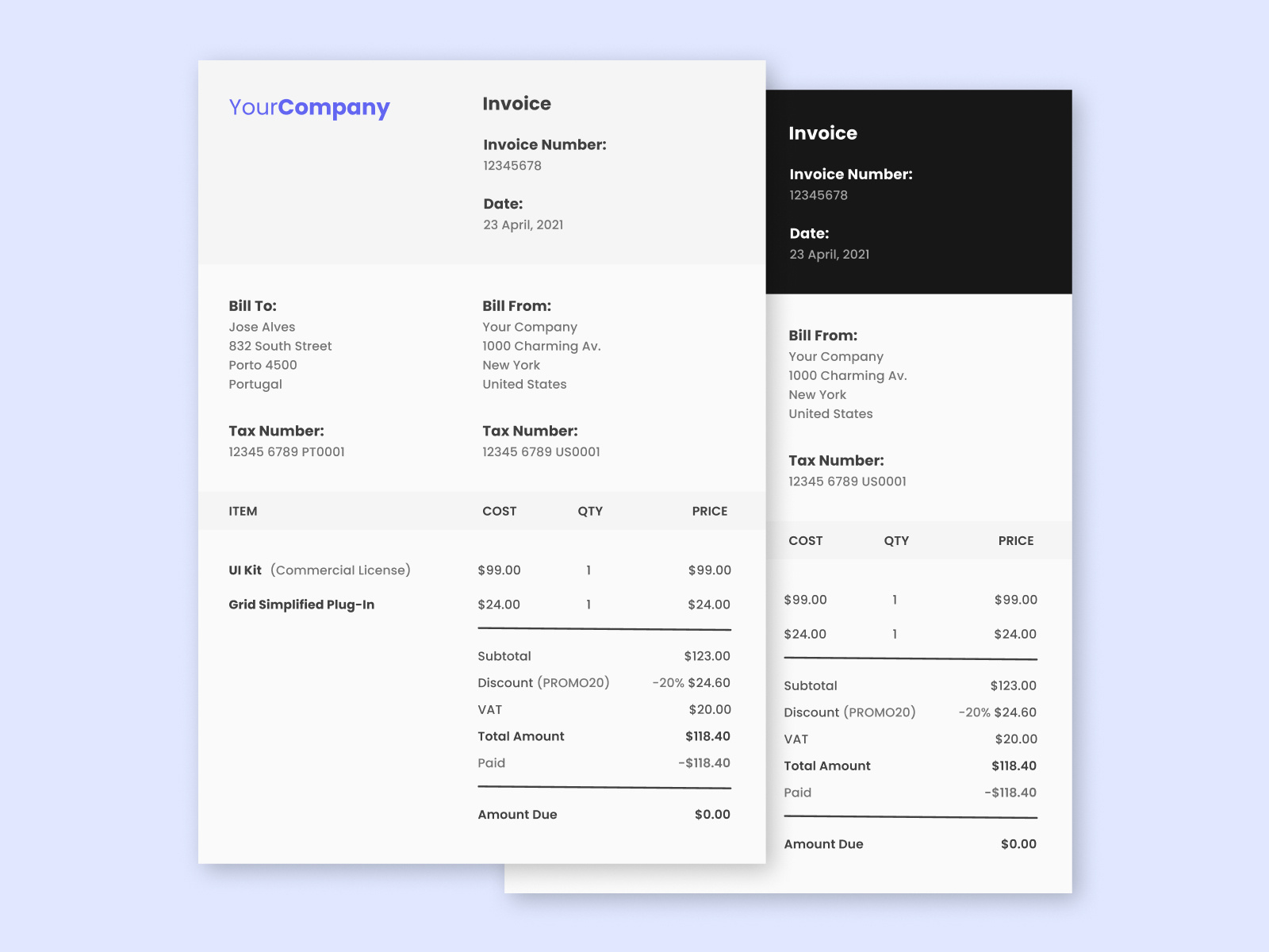 Invoice by José Alves on Dribbble