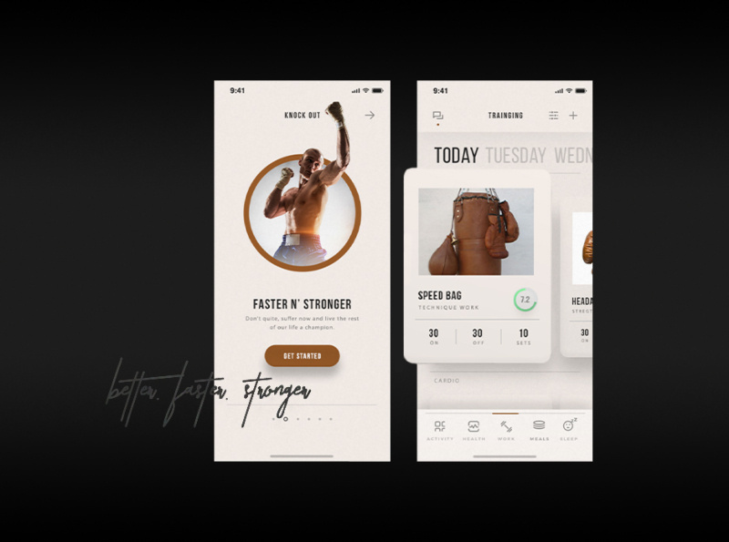 Boxing Fitness App UI by Michelle Richardson on Dribbble