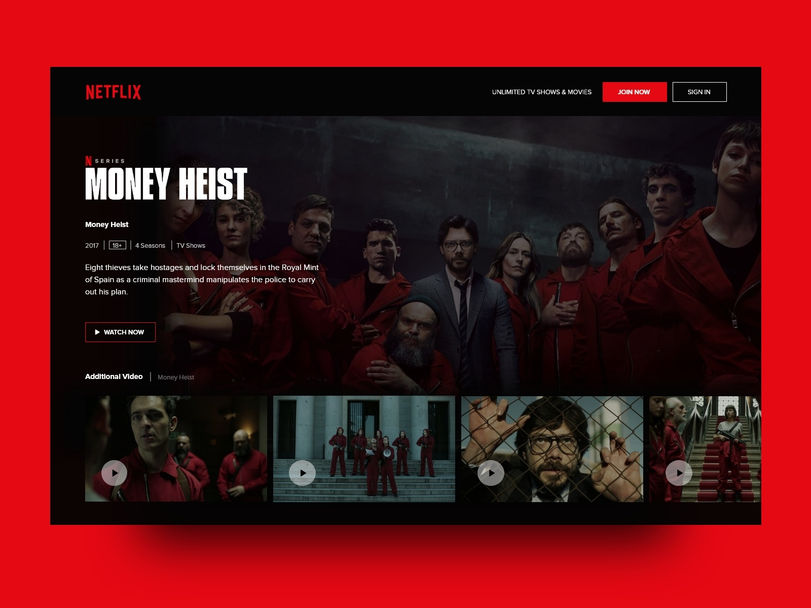 Netflix-Money Heist Home page Re-Design by Arun Rajendran on Dribbble