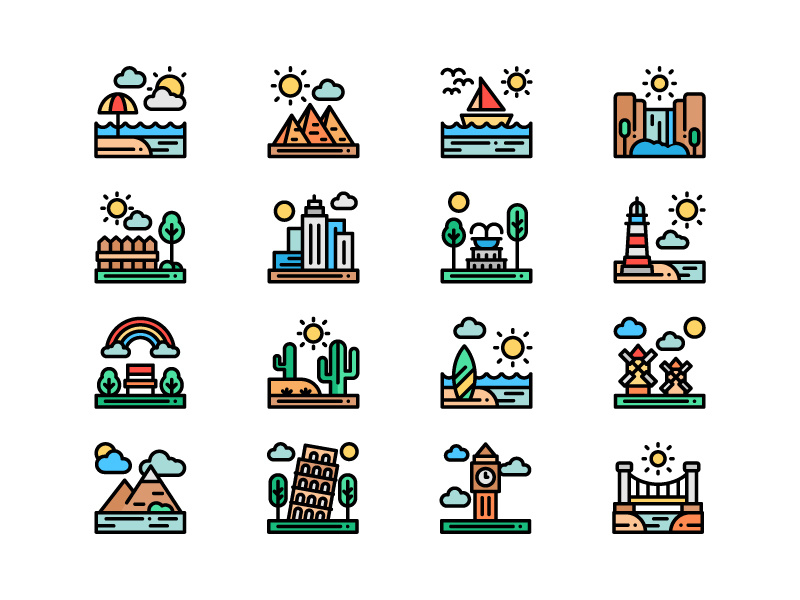 Landscape Icons by Lavinia Lorena on Dribbble