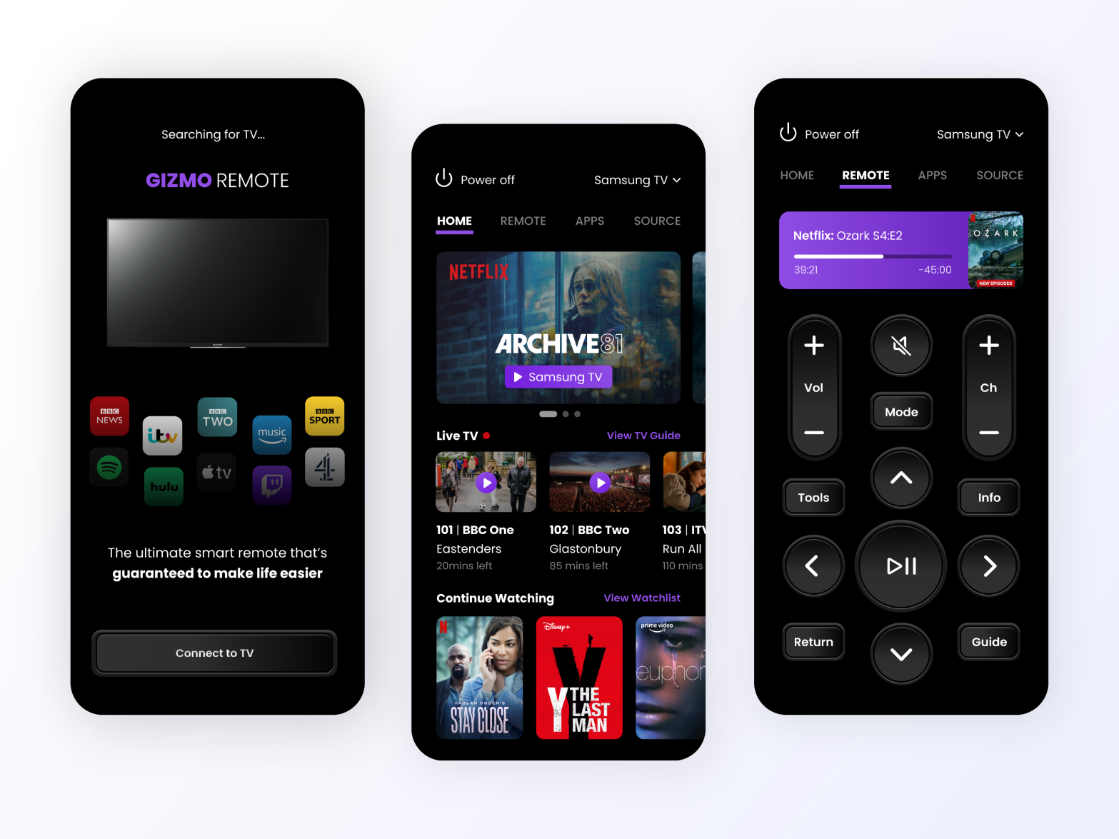 Smart TV Remote App: UI Concept by Ben Walton 🚀 on Dribbble