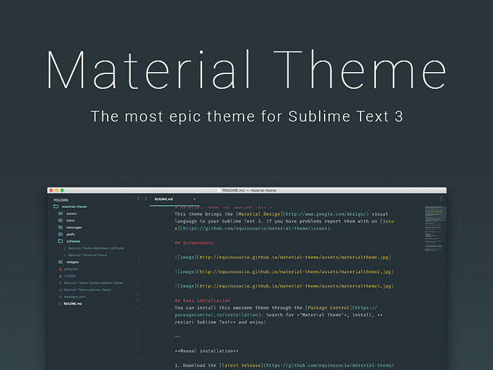 Material Theme for Sublime Text 3 by Mattia Astorino on Dribbble