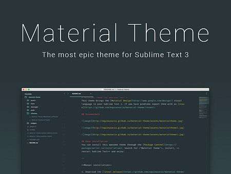 Material Theme for Sublime Text 3 by Mattia Astorino on Dribbble