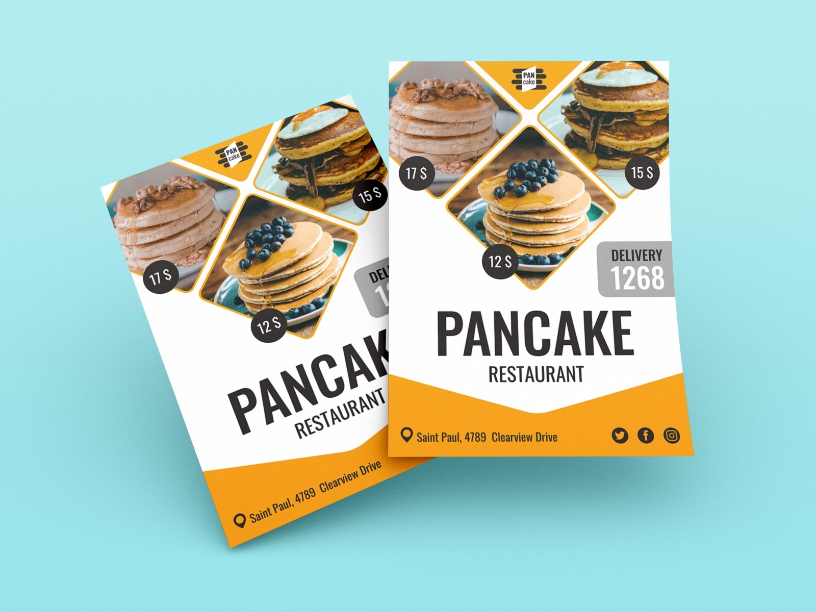 Pancake restaurant flyer design by PUSHKAASH on Dribbble
