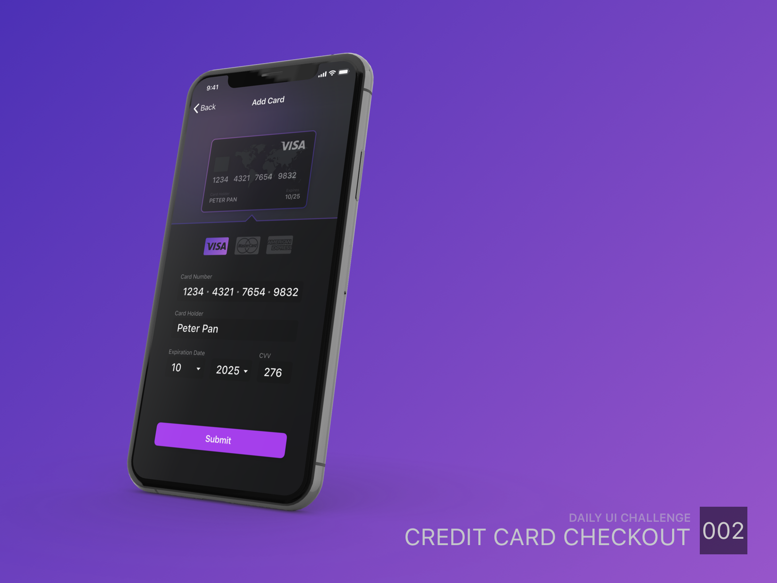 Daily UI Challenge [002] Credit Card Checkout by Freddy Seubert on Dribbble