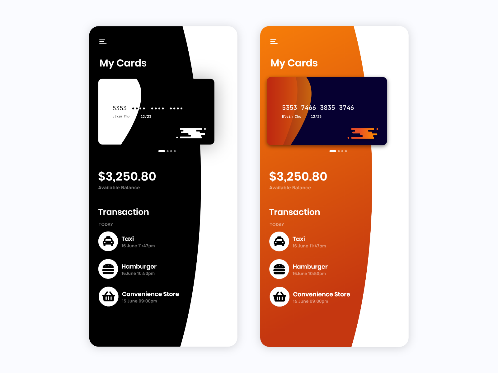 Credit Card App - UI Design by Elvincth on Dribbble