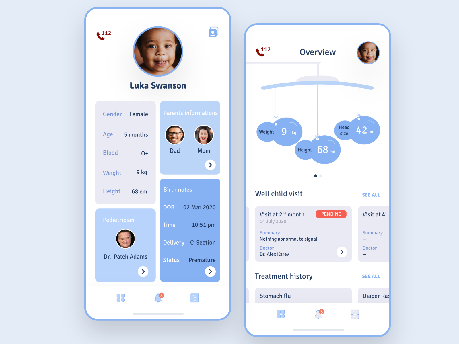 Baby health record - Concept app by ☁️ Mélanie 🐙 on Dribbble