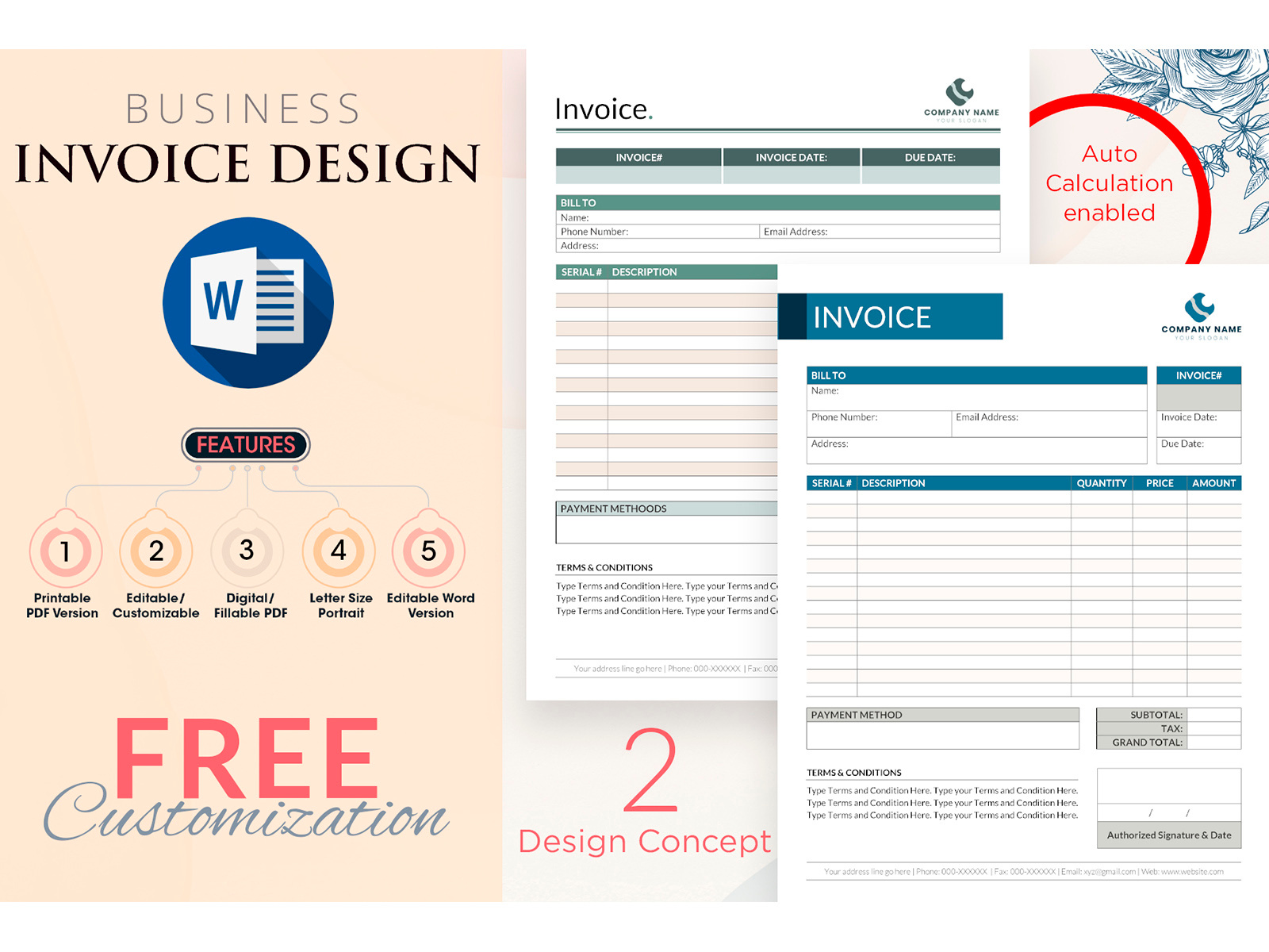 Business Invoice - Digital PDF with Auto Calculation by Md. Anwar ...