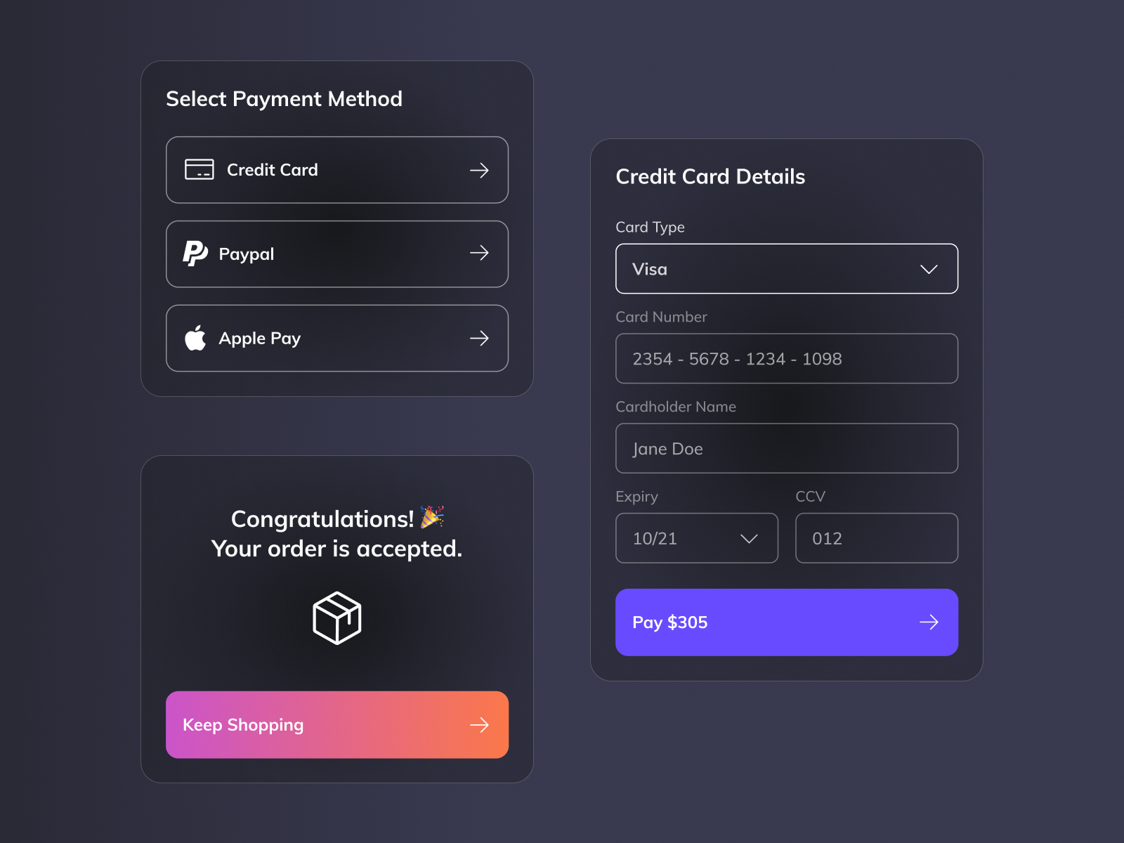Credit Card Checkout components | Daily UI 002 by Claudia on Dribbble