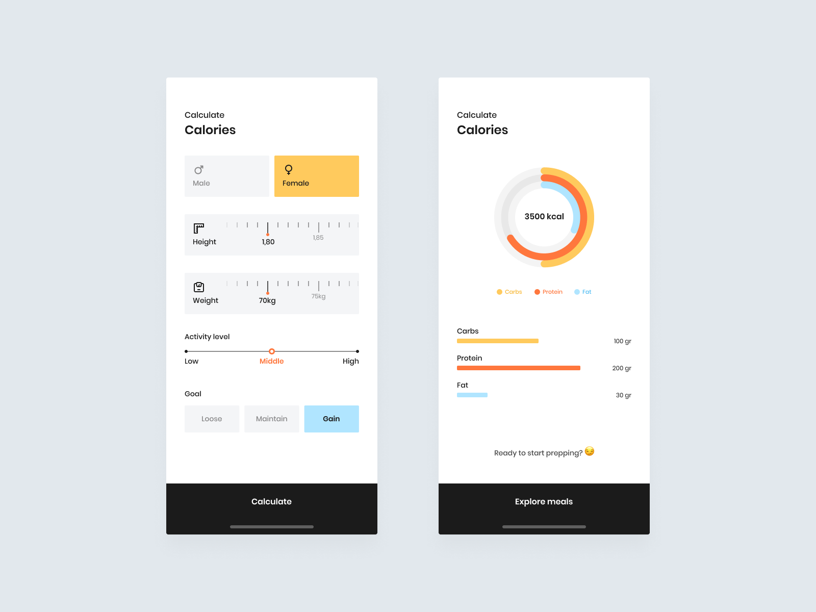 Calorie Caculator | Daily UI 004 by Claudia on Dribbble