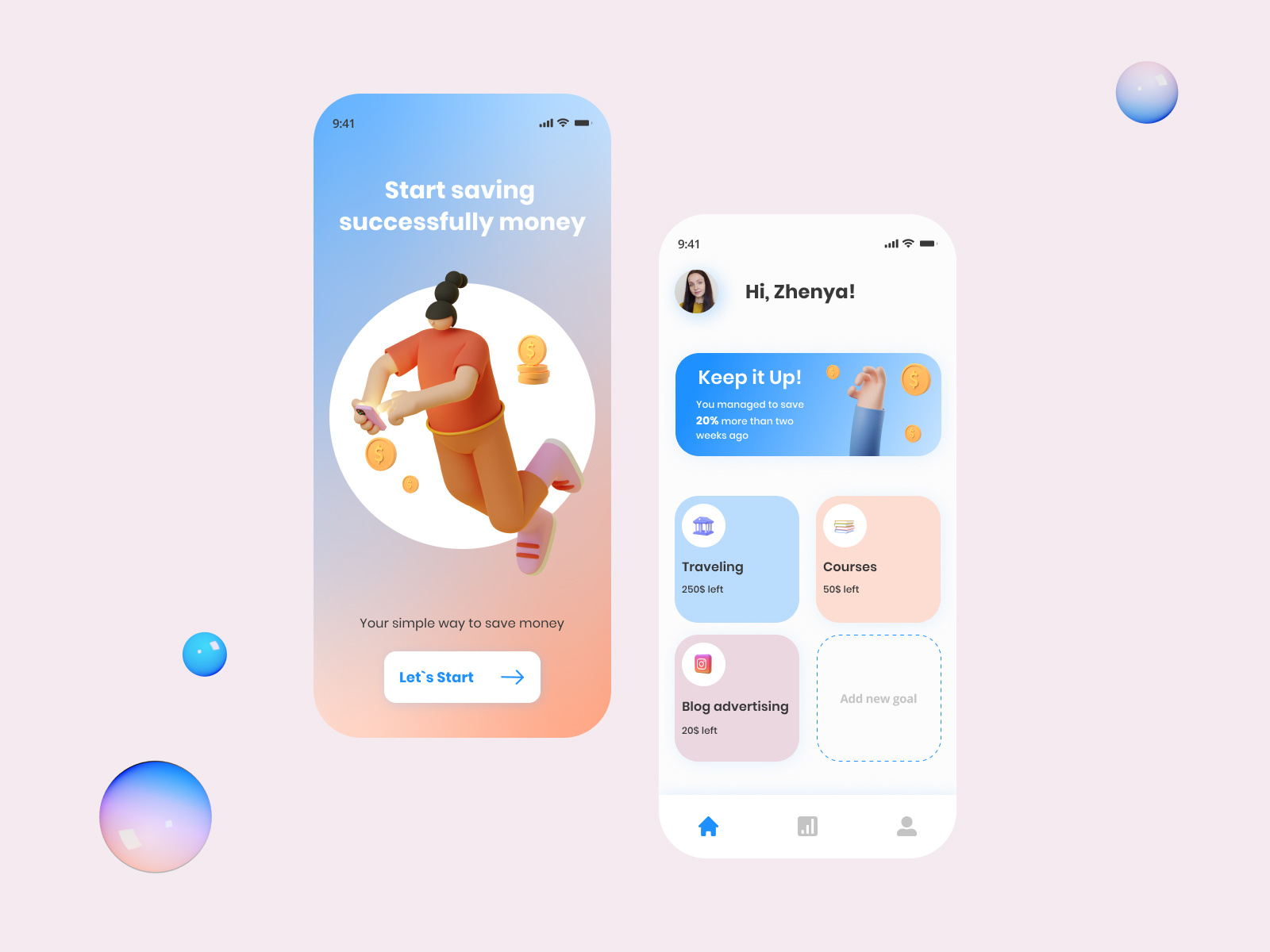 Saving Money Mobile App Concept by Yevheniia Dobrovolska on Dribbble