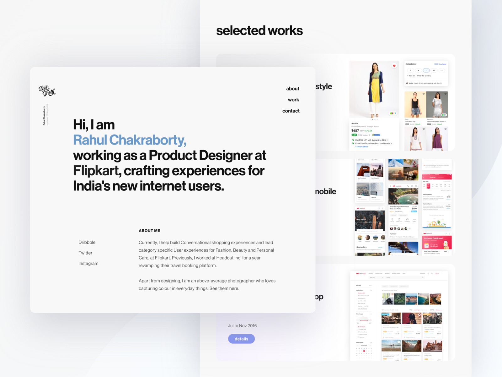 Personal Website Landing Page by Rahul Chakraborty on Dribbble