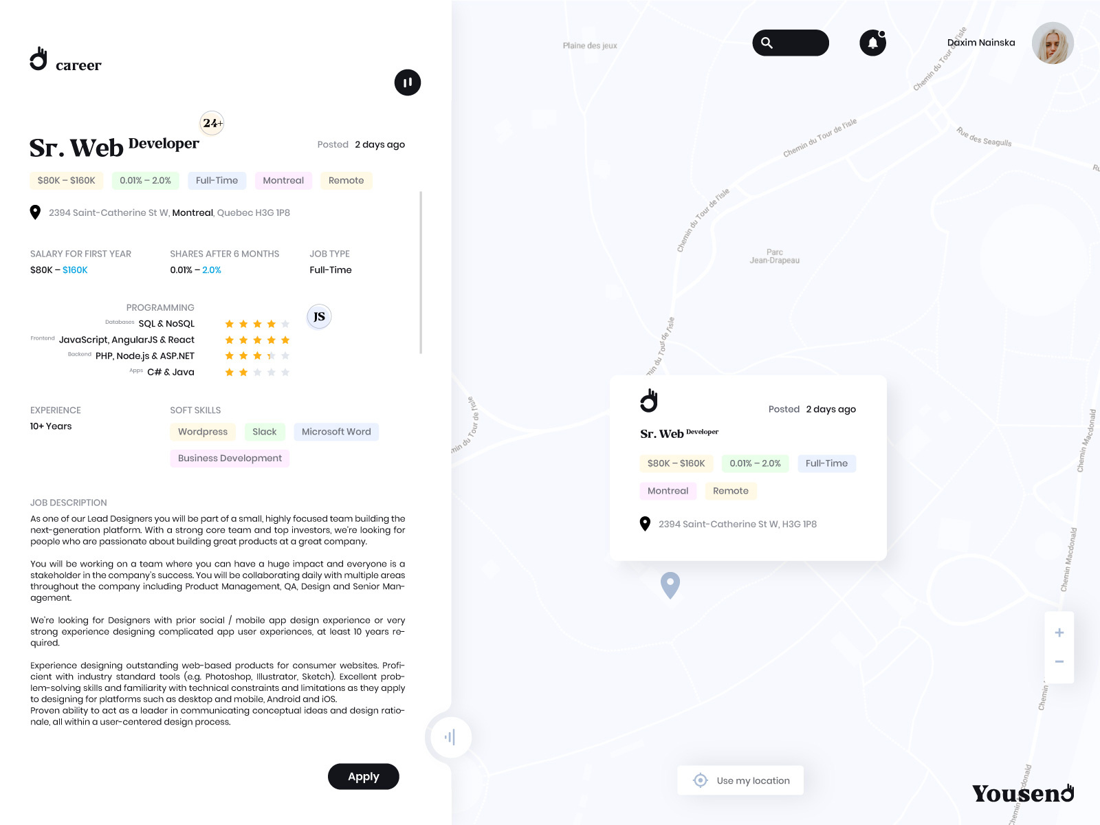 Dashboard UI. Careers web app 👌 Yousend by Maxim Aginsky on Dribbble