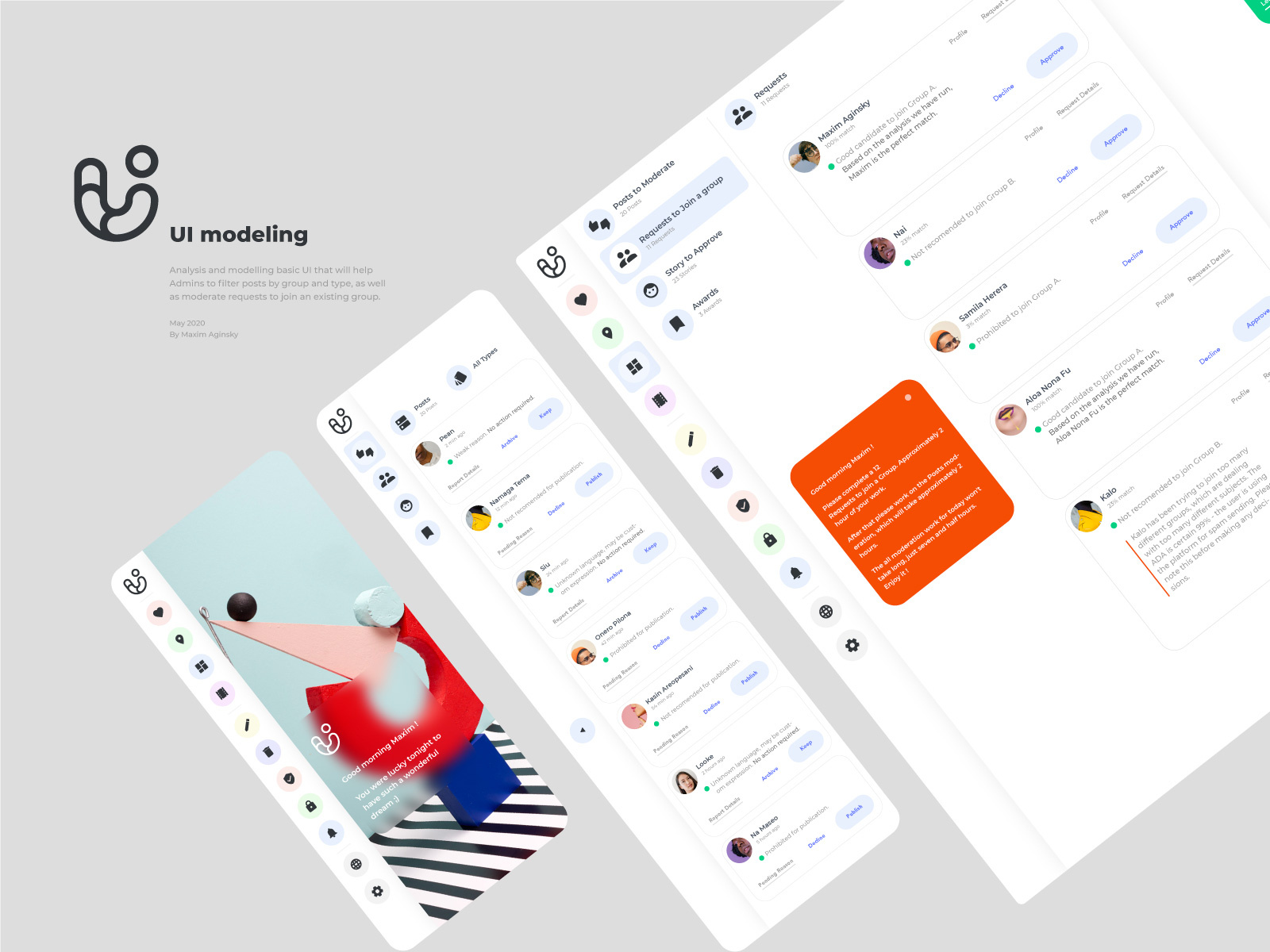 Modelling UI to filter posts by group and type by Maxim Aginsky on Dribbble