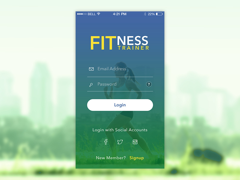 Fitness app Login Screen for iOS. by Creative Boxx™ on Dribbble