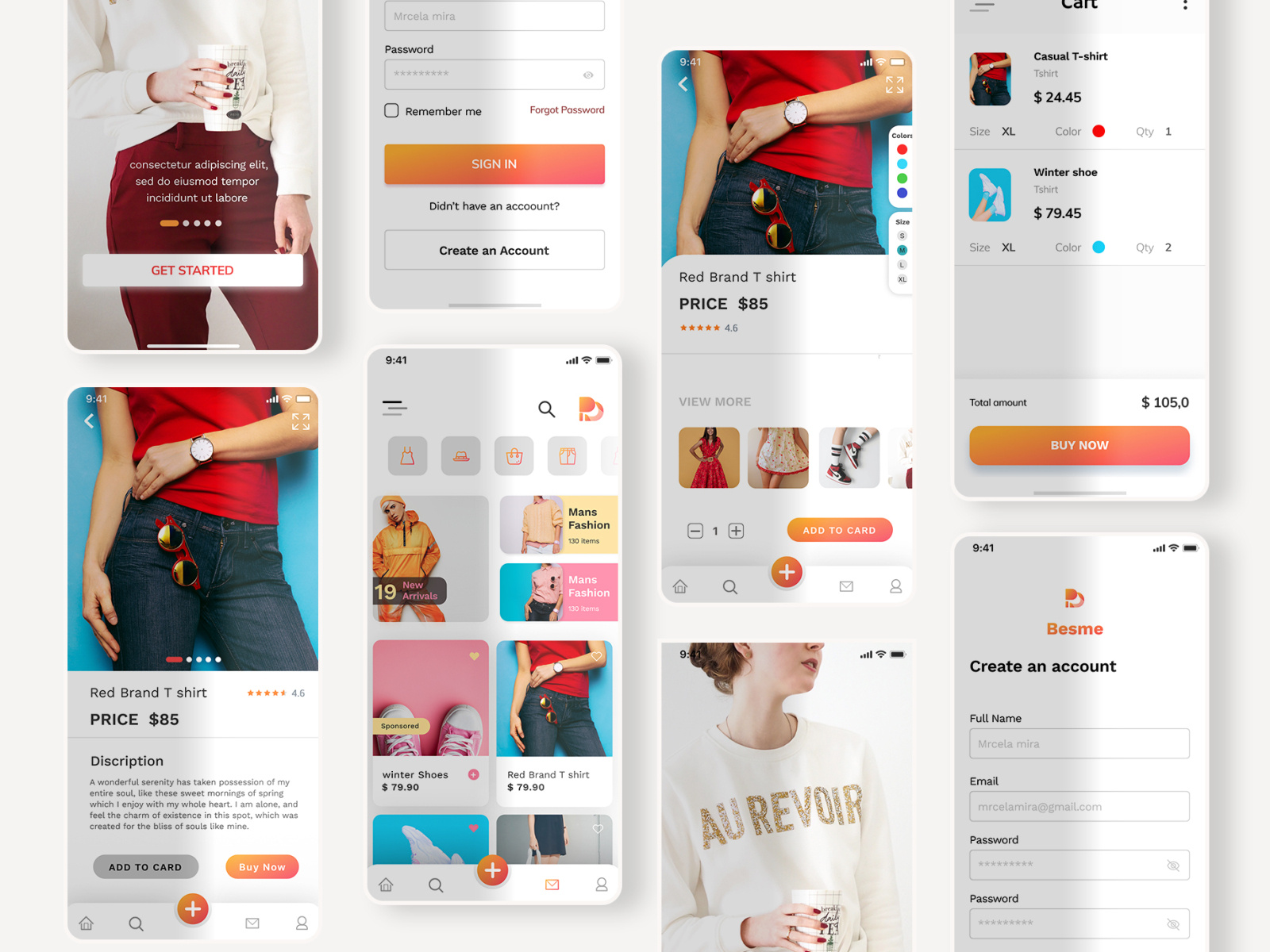 Besme Cloth Apps UI by Forhad Sheikh on Dribbble