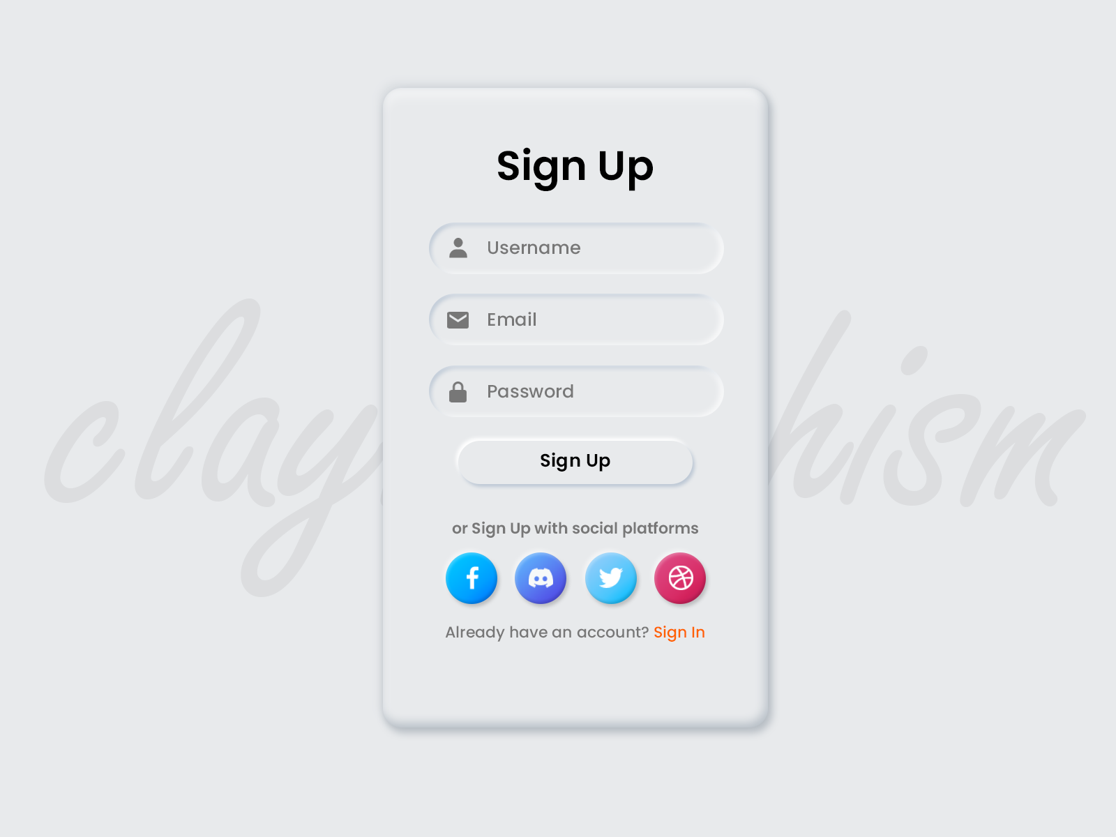 Neumorphism Effect Sign Up Form Claymorphism N By Animation Coding On Dribbble