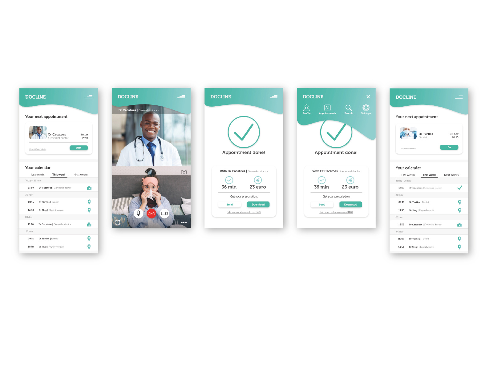 DocLine, mobile app by Lisa Lamarque on Dribbble