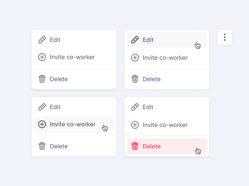 Ui Detail Context menu with destructive action hover state by Diana ...