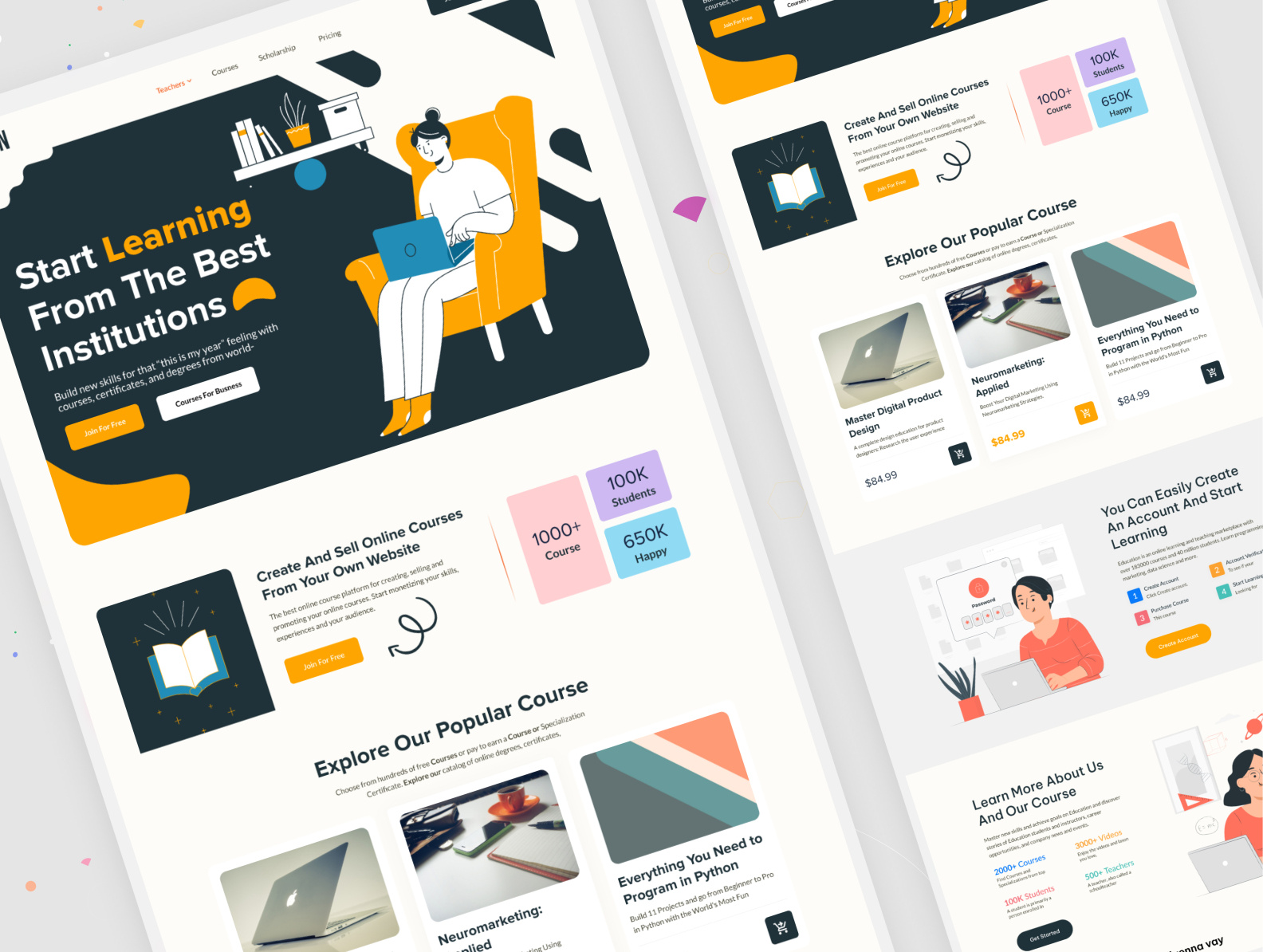 Learning Landing Page Design V2 by Akash Ahamed on Dribbble
